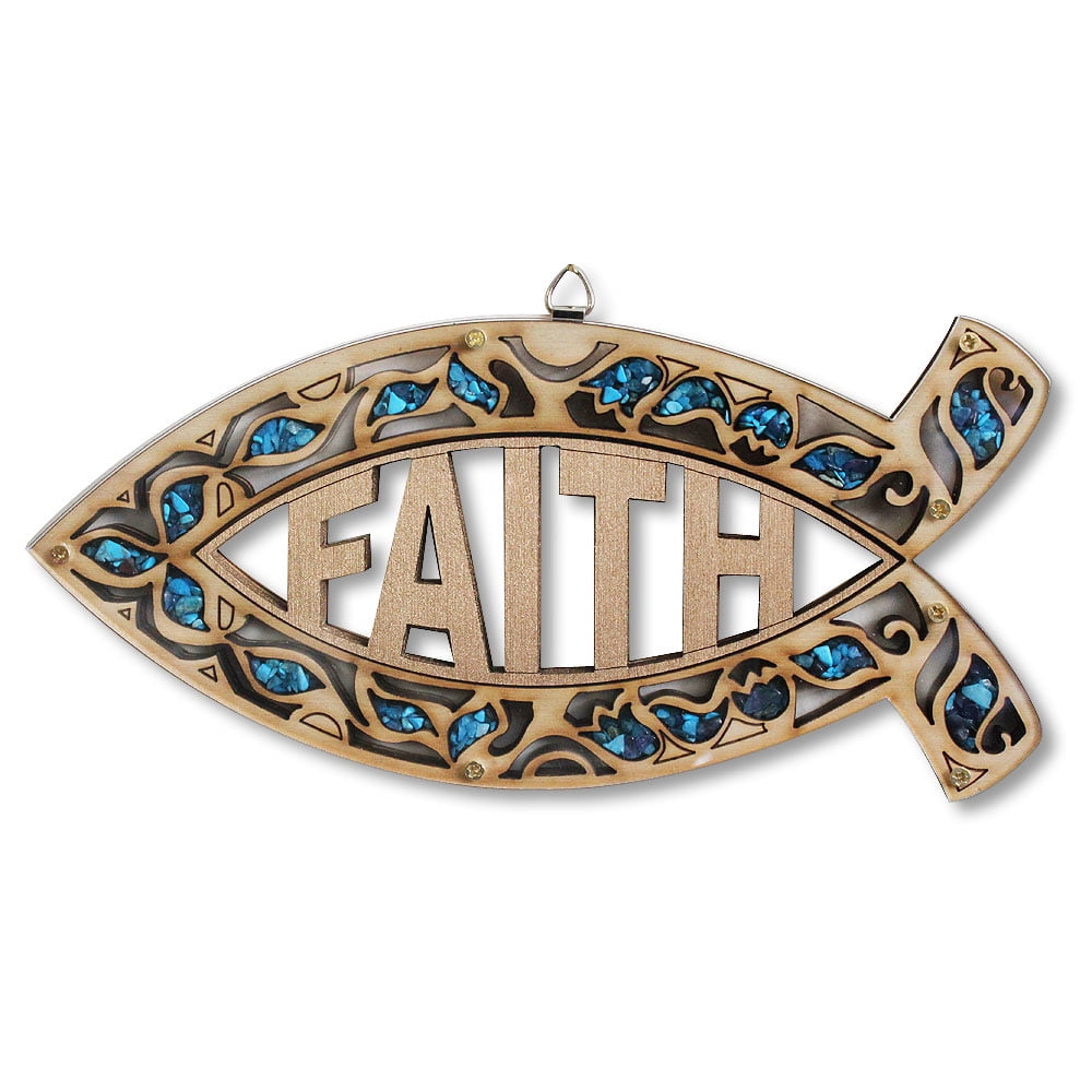 My Daily Styles Wooden Christianity Faith Ichthys Fish Wall Decor with ...
