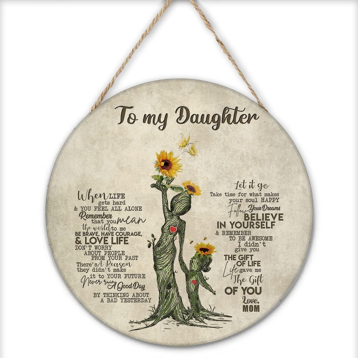 to My Daughter from Mom Round Wooden Sign,Birthday Gifts for Daughter ...