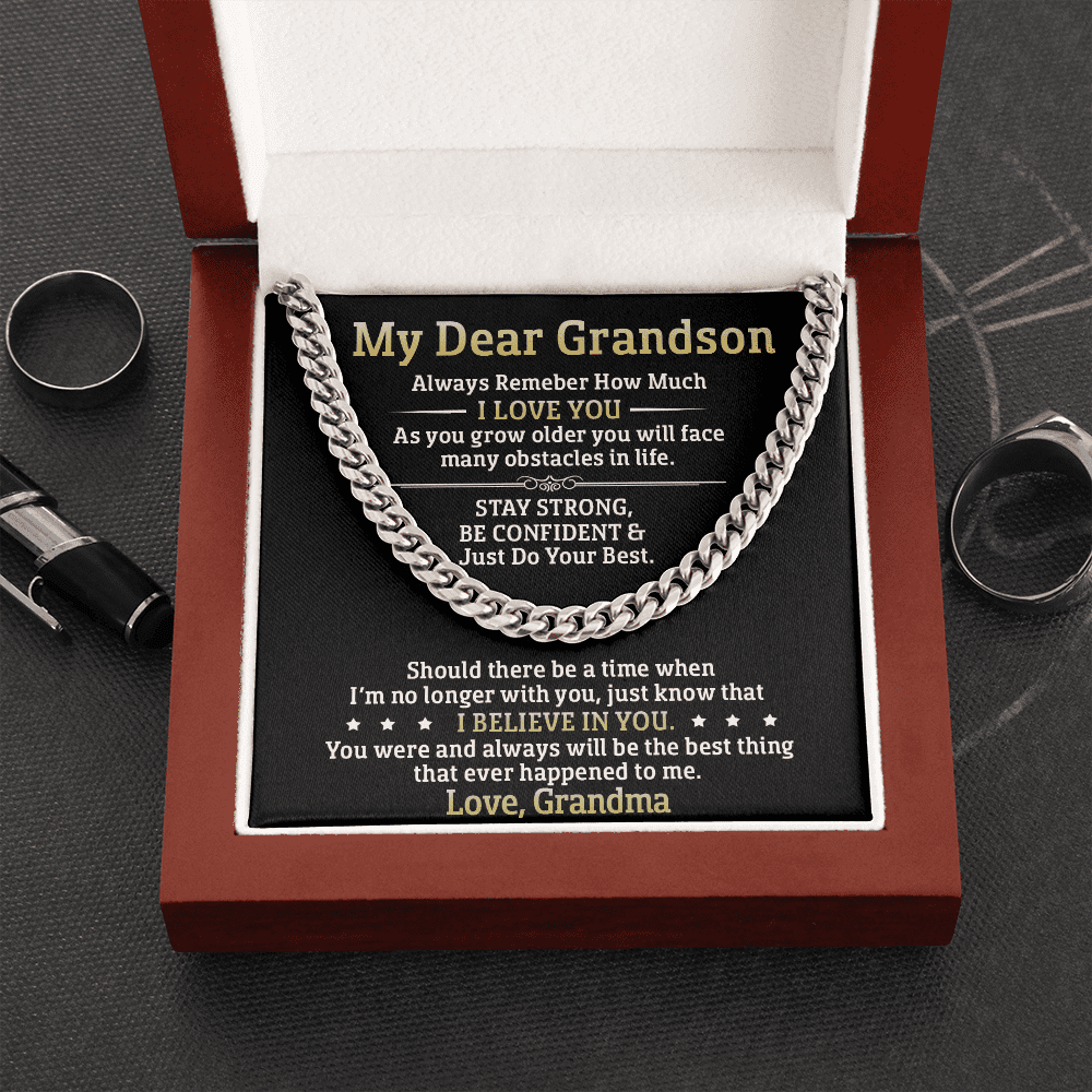 My Dear Grandson - Stay Strong Be Confident - Cuban Link Necklace ...