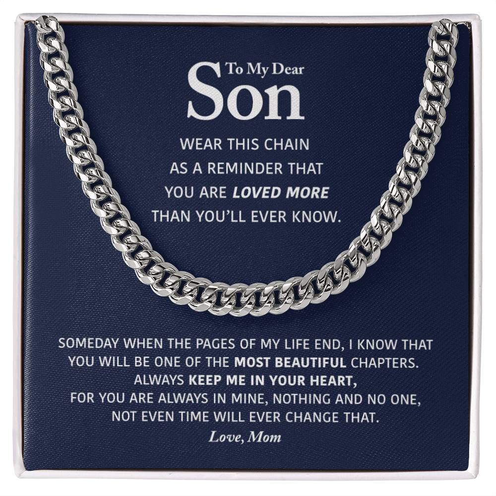 My Dear Son - Keep Me In Your Heart, Cuban Link Chain, Stainless Steel ...