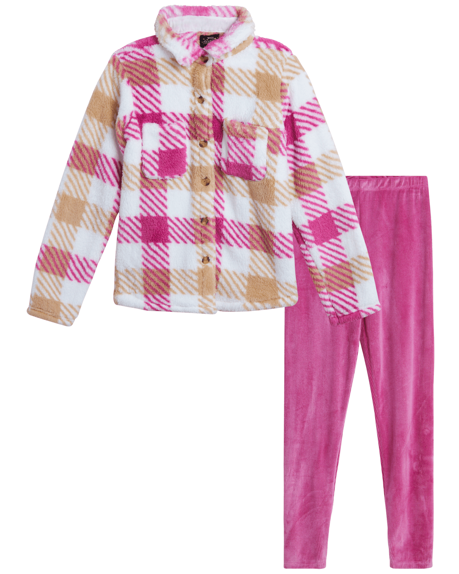 My Destiny Girls Leggings Set 2 Piece Cozy Sherpa Fleece Shacket And Leggings 4 12