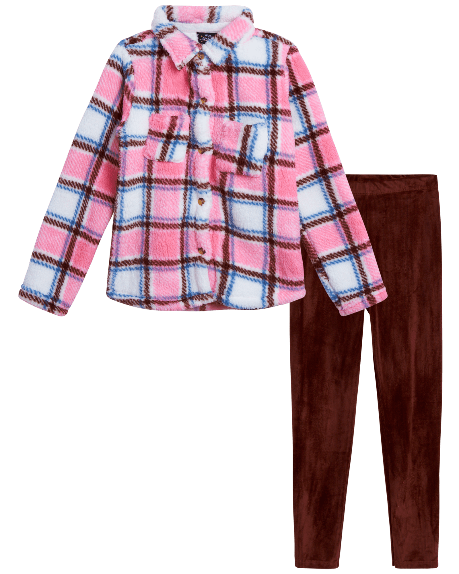 My Destiny Girls Leggings Set 2 Piece Cozy Sherpa Fleece Shacket And Leggings 4 12