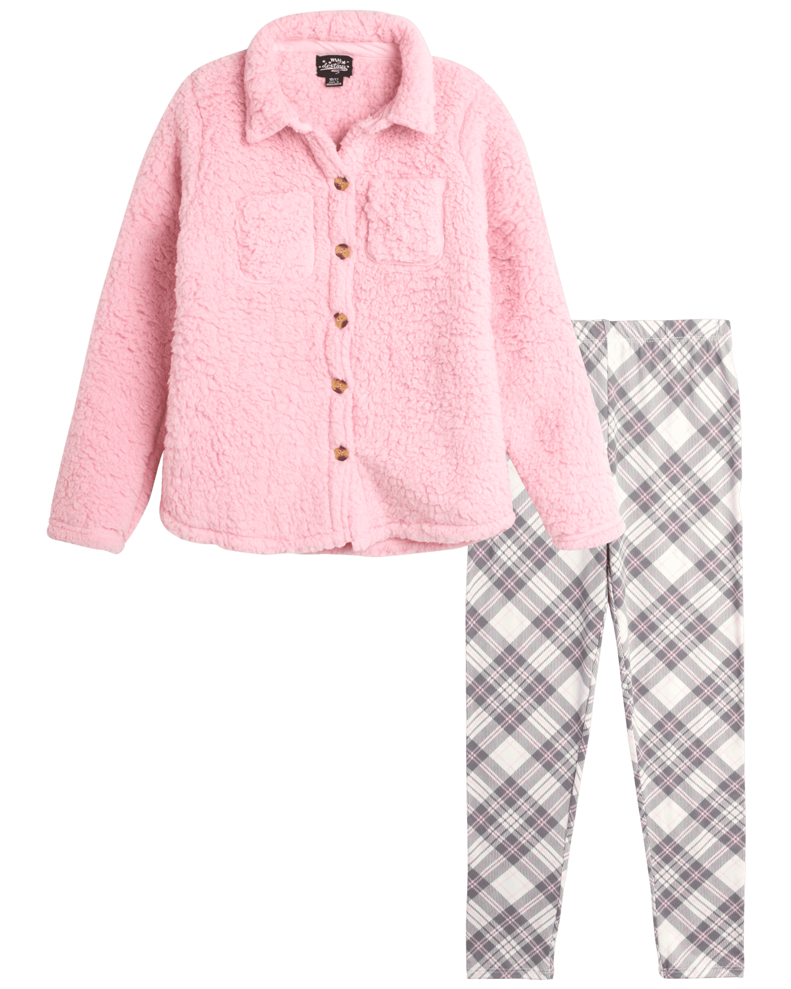 My Destiny Girls Leggings Set 2 Piece Cozy Sherpa Fleece Shacket And Leggings 4 12