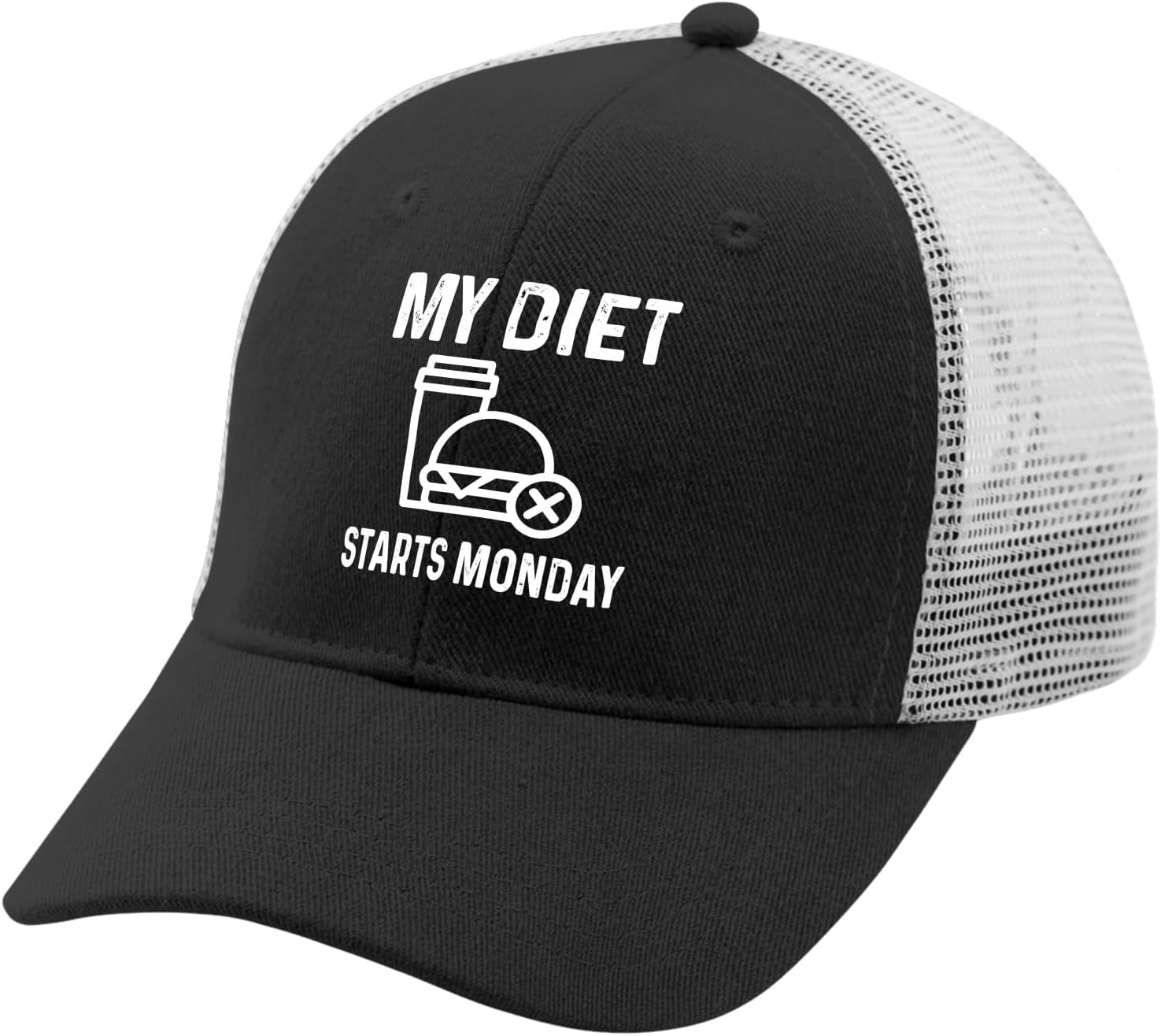 My Diet Starts Monday Funny Fitness Diet Hats for Men Funny Baseball ...