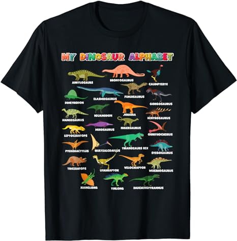 My Dinosaur Alphabet Dinosaurs Identification Dino ABC T-Shirt ...