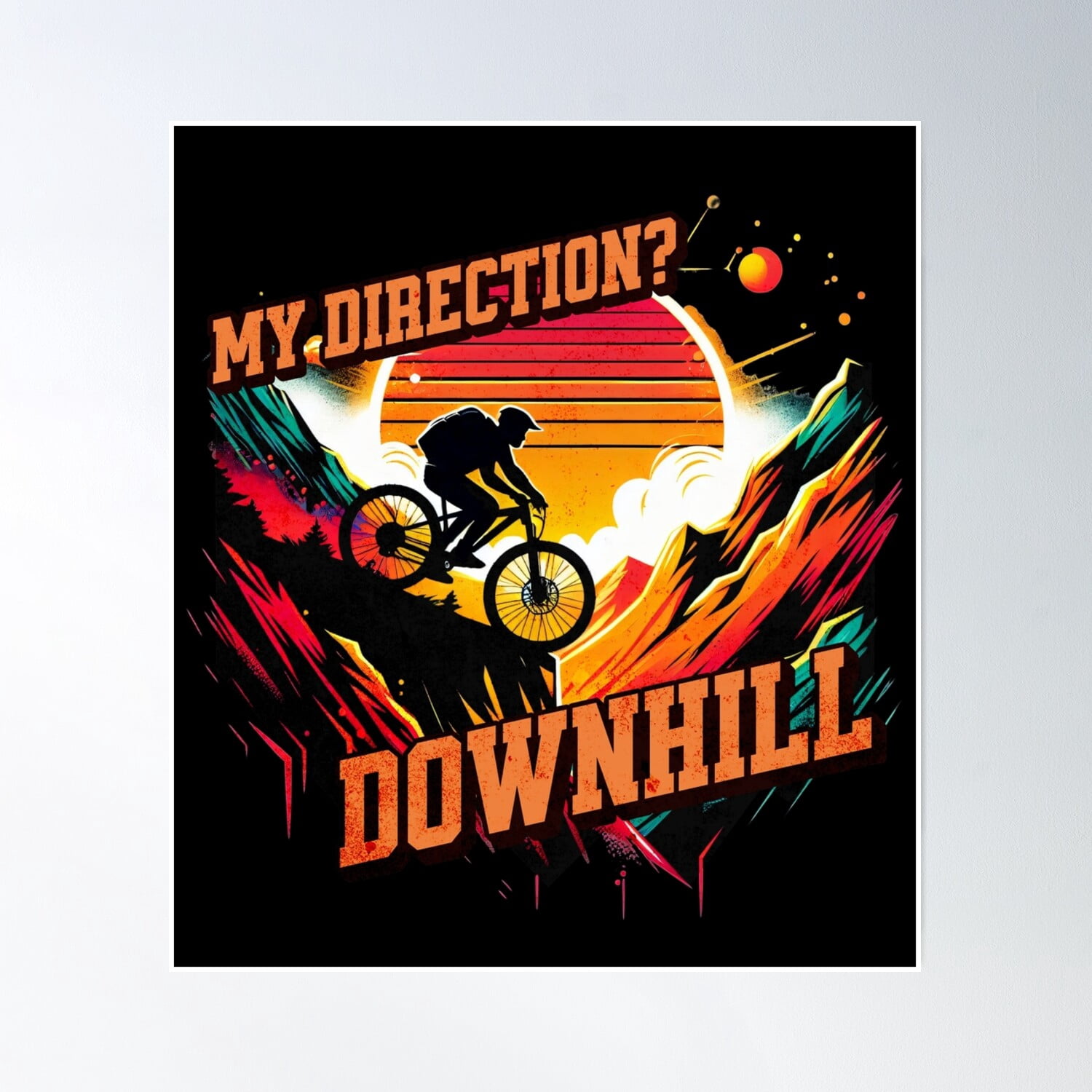 My Direction Downhil Mountain Bike Cliff Design Poster Wall Art, Modern ...