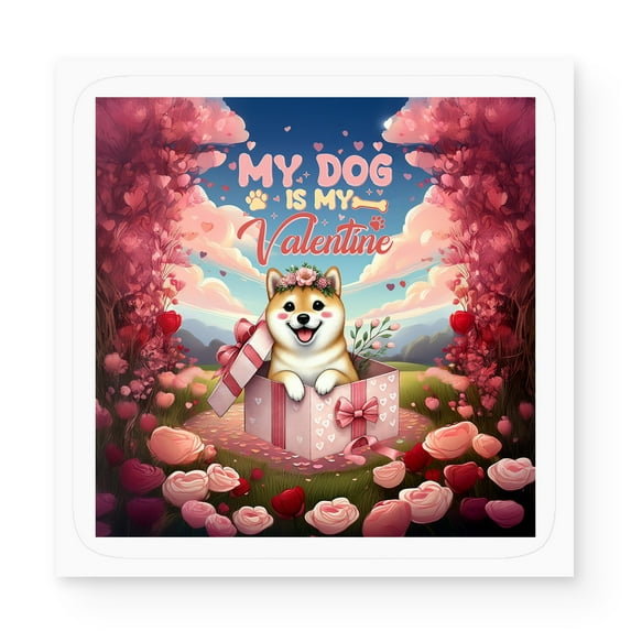 My Dog Is My Valentine Cute Shiba Inu in Gift Box Vinyl Sticker Shibas ...