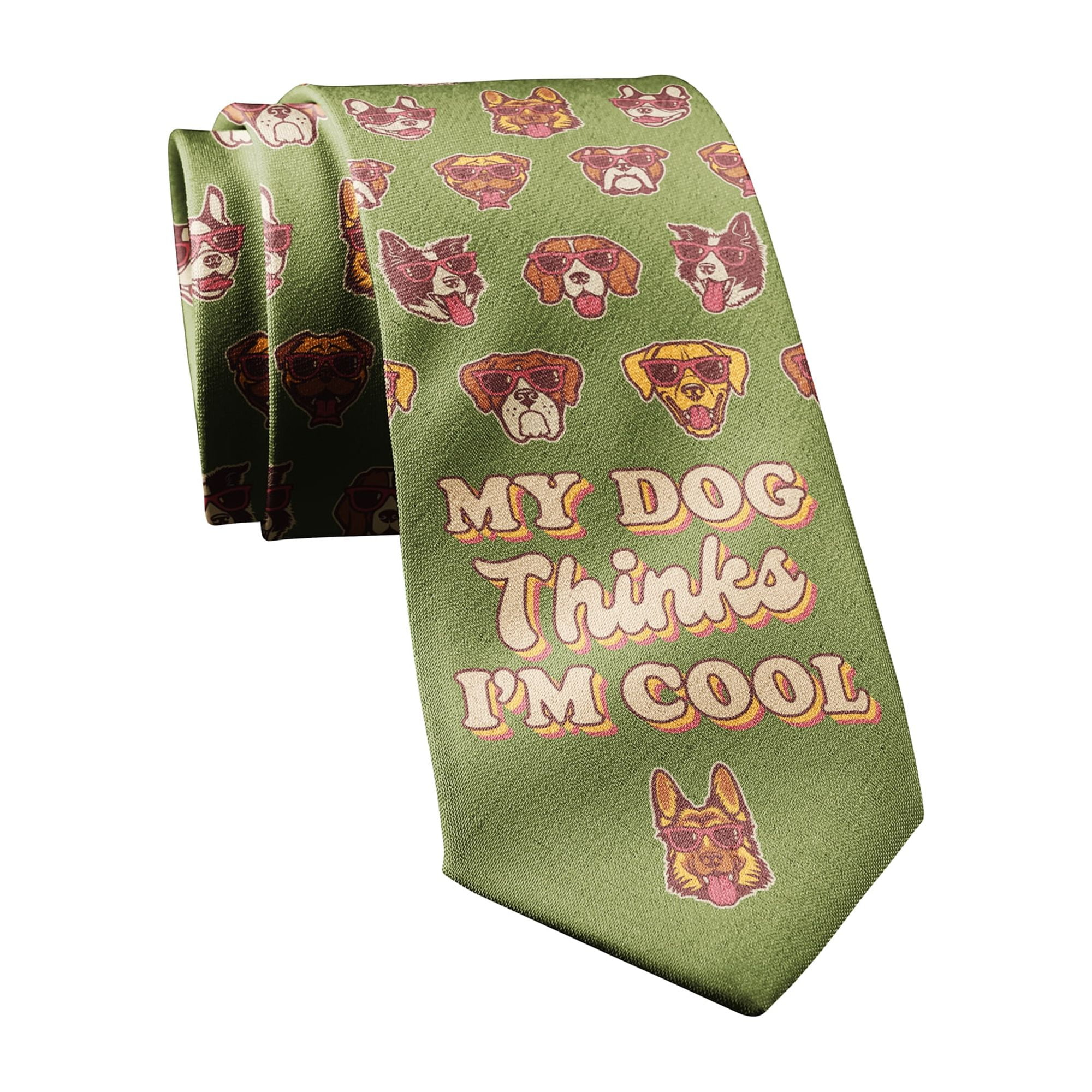 My Dog Thinks Im Cool Necktie Funny Neckties for Men Cool Dog Tie Mens ...