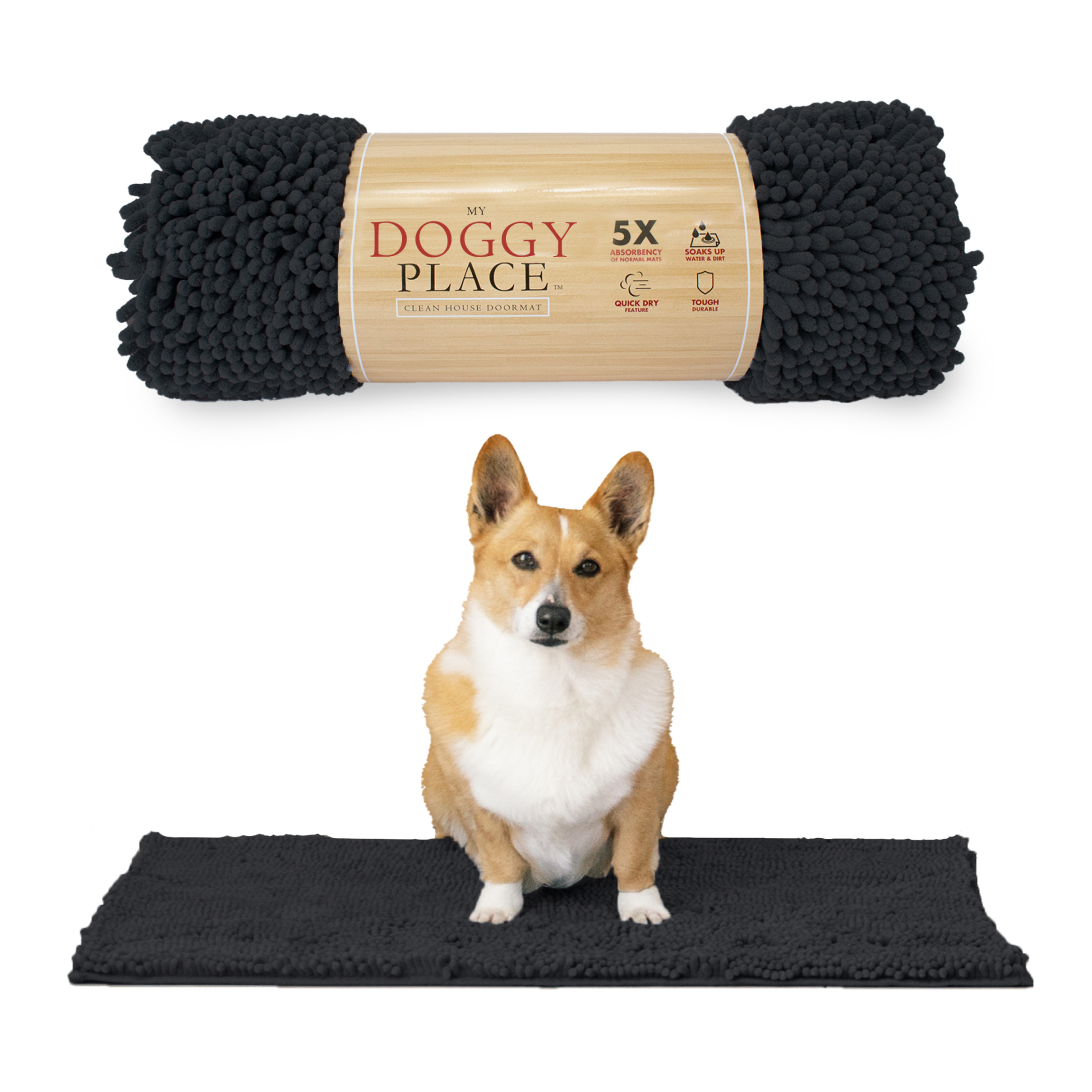 My Doggy Place Dog Mat for Muddy Paws, Washable Dog Dog Mat, Charcoal ...