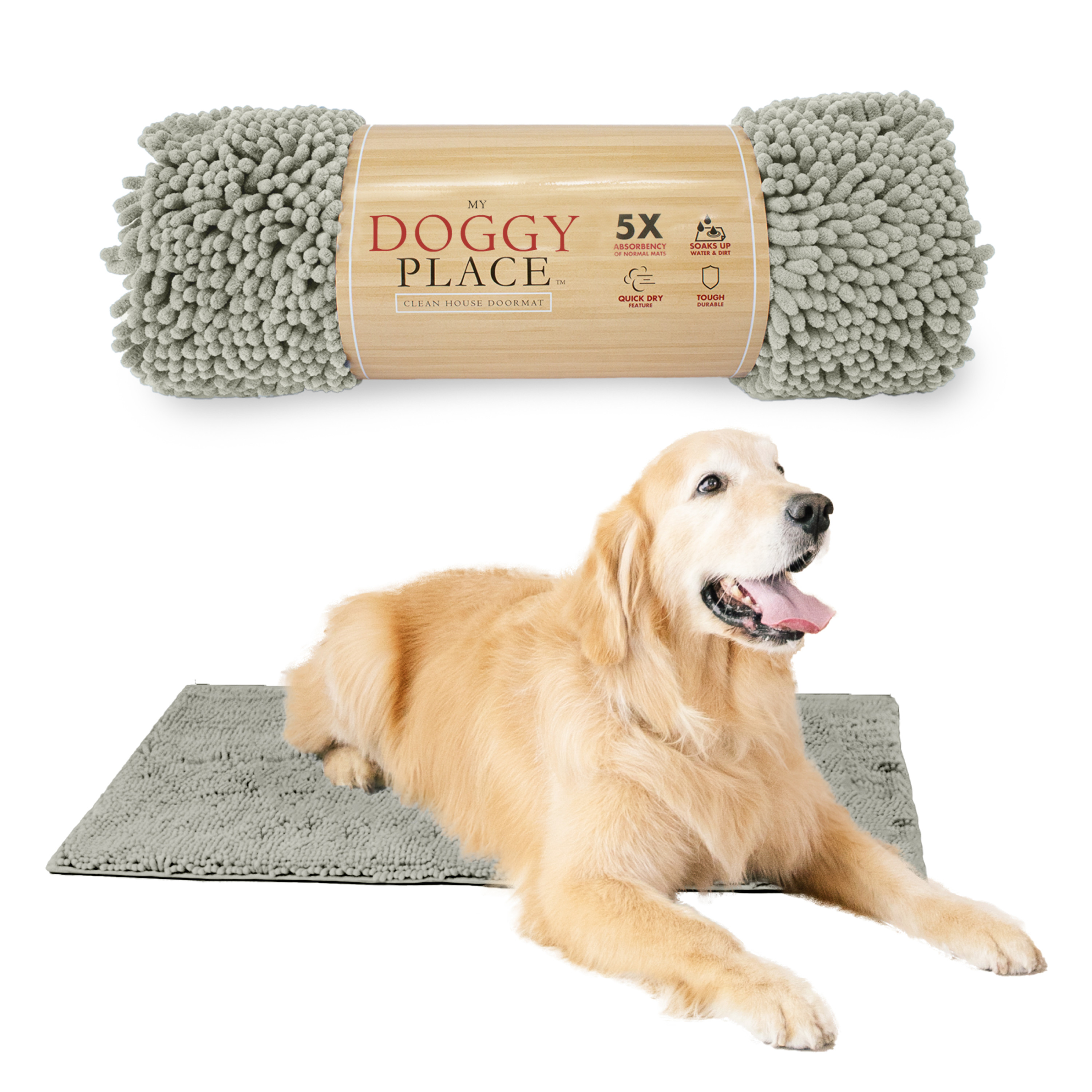 My Doggy Place Dog Mat for Muddy Paws, Washable Dog Dog Mat, Light Gray ...