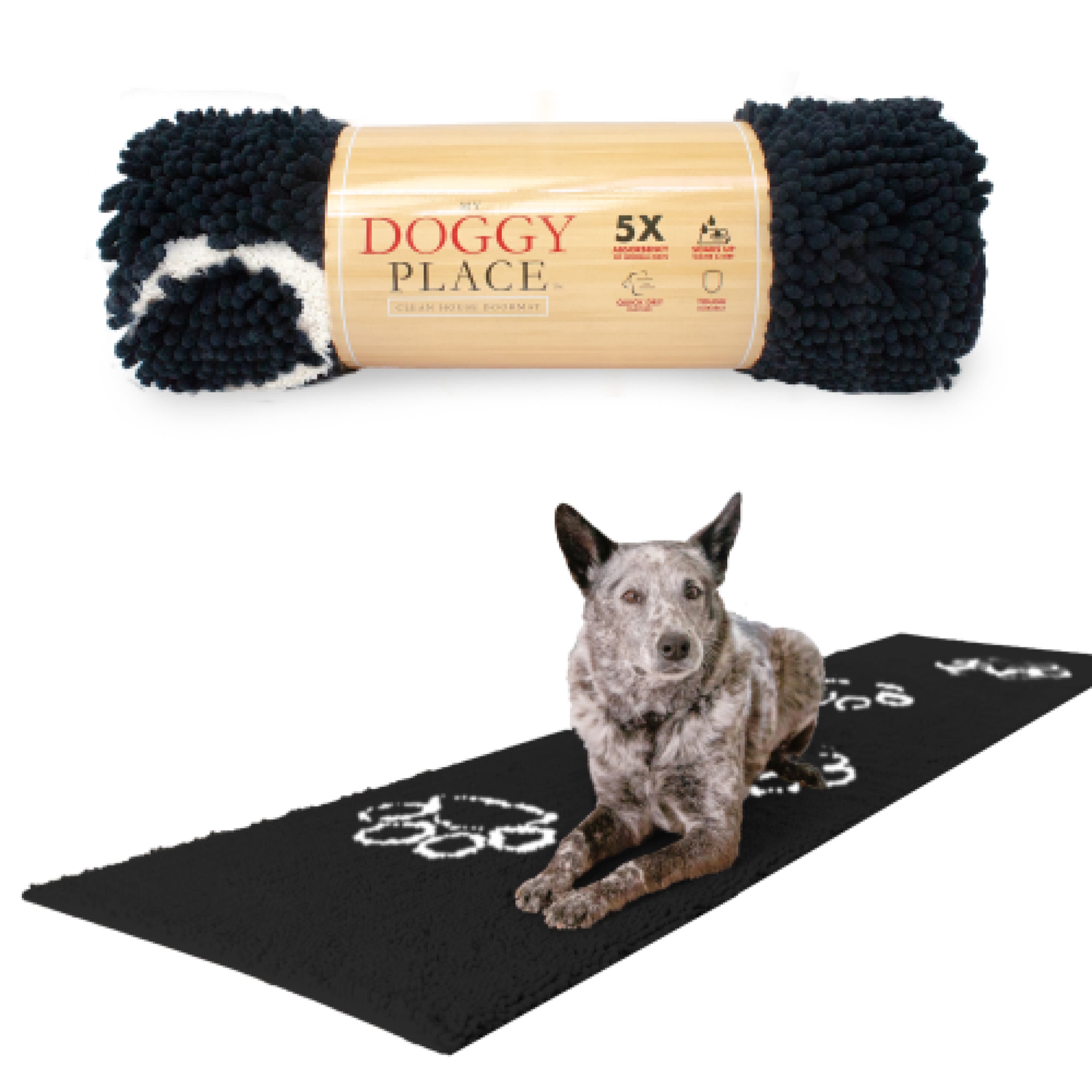 My Doggy Place Dog Mat for Muddy Paws, Washable Dog Door Mat, Black ...