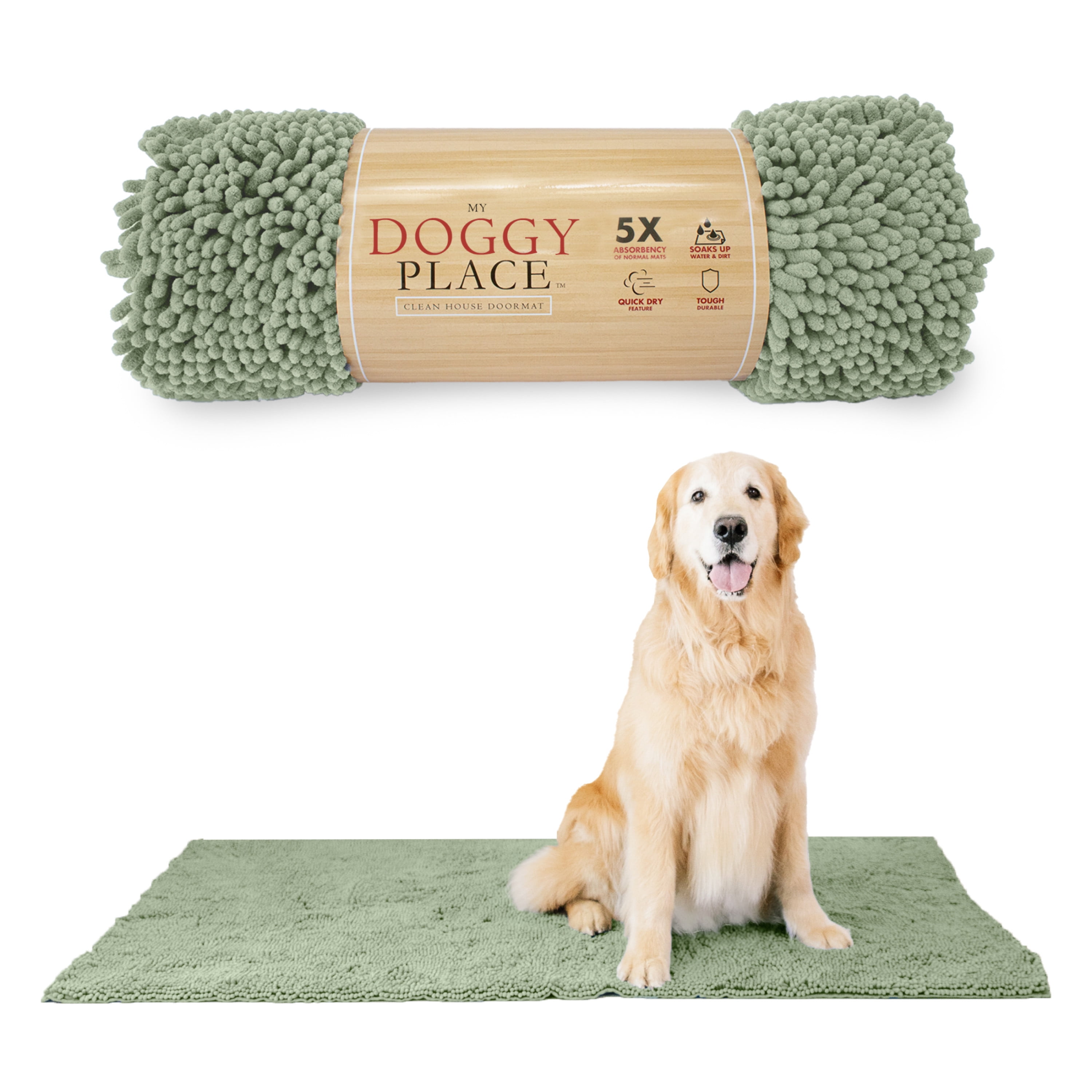 My Doggy Place Dog Mat for Muddy Paws, Washable Dog Door Mat, Sage ...