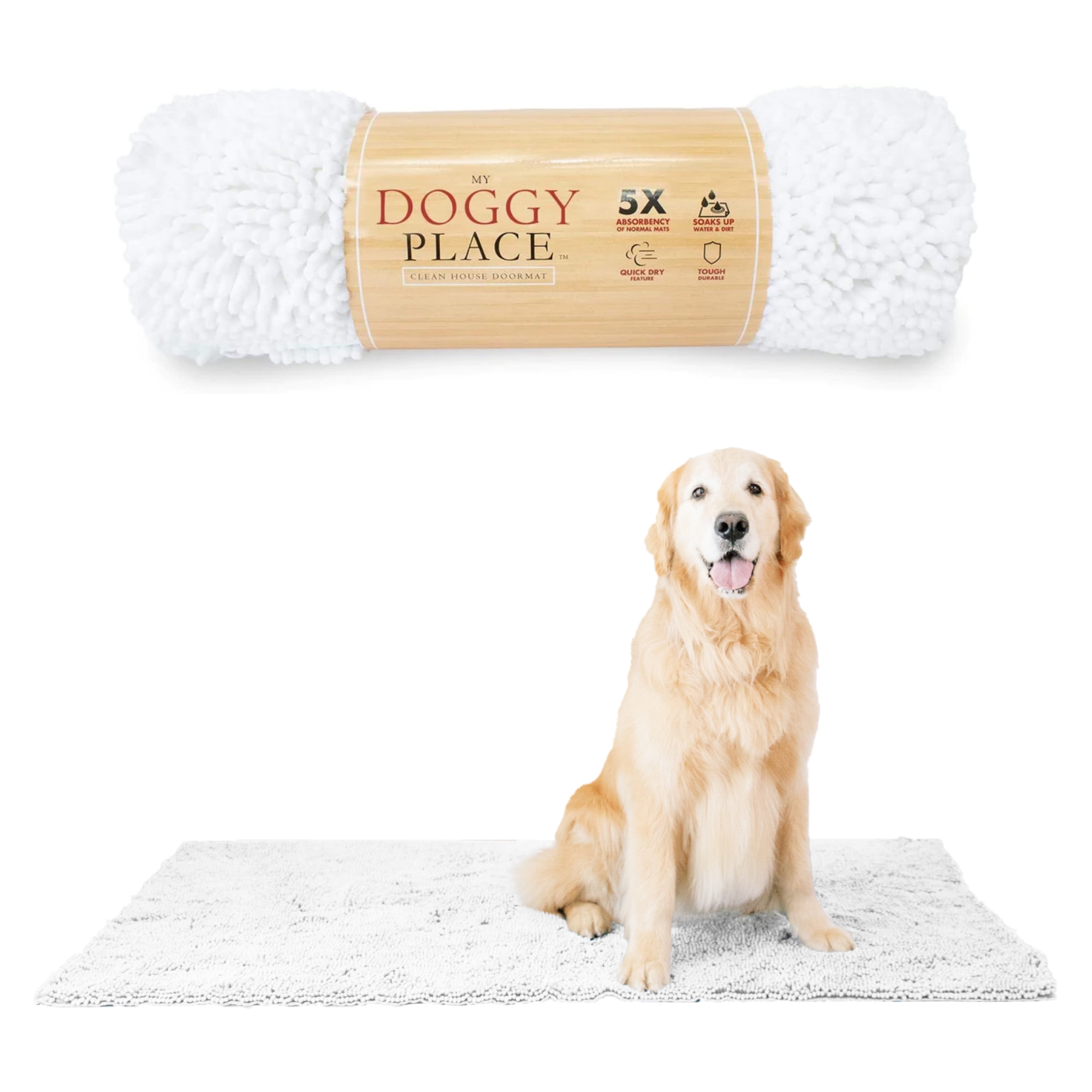 My Doggy Place Dog Mat for Muddy Paws, Washable Dog Door Mat, White ...