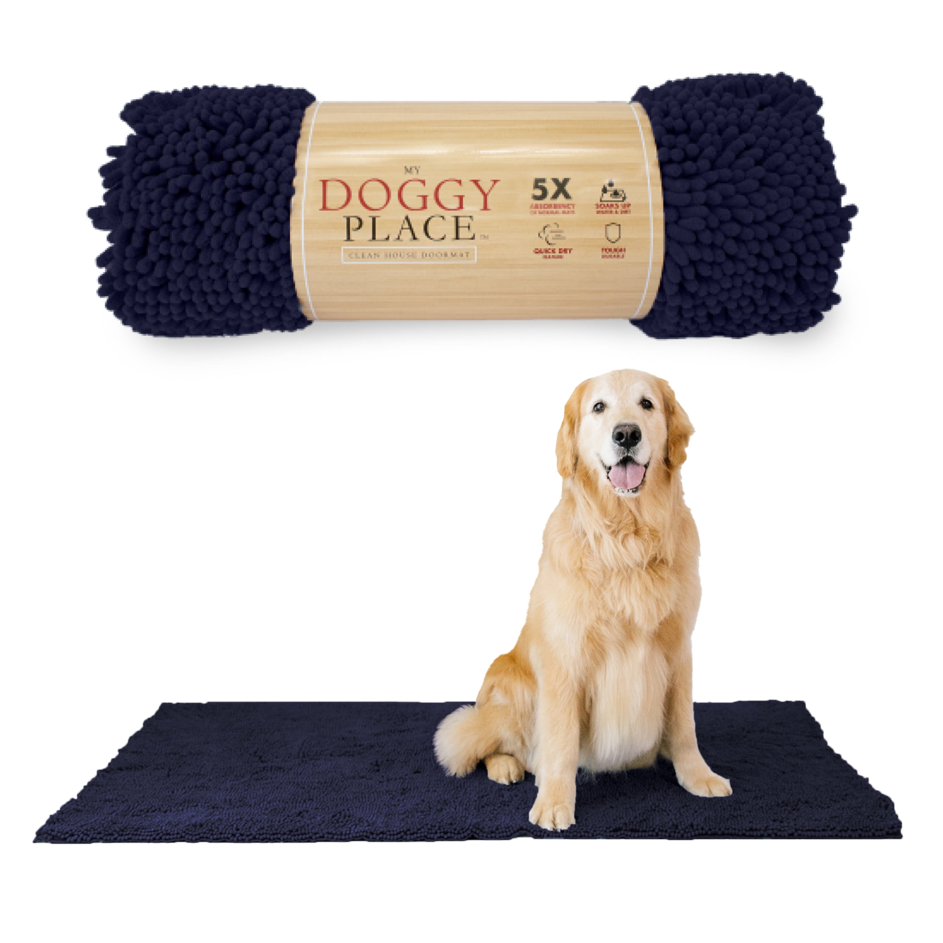 My Doggy Place Dog Mat for Muddy Paws, Washable Dog Mat, Navy Blue ...