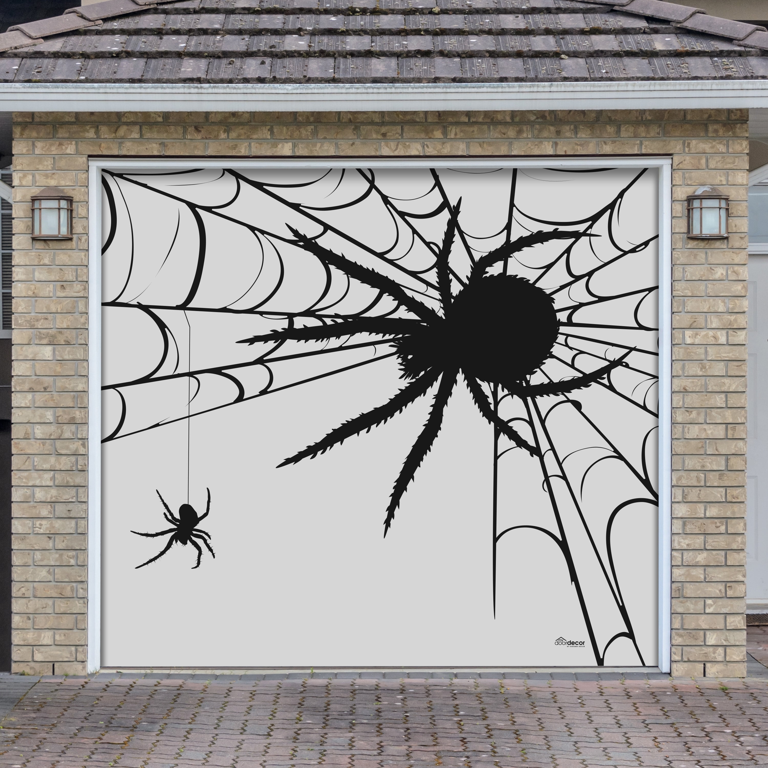 7' x 8' Spider Web Halloween Single Garage Door Banner - Terrifying ...