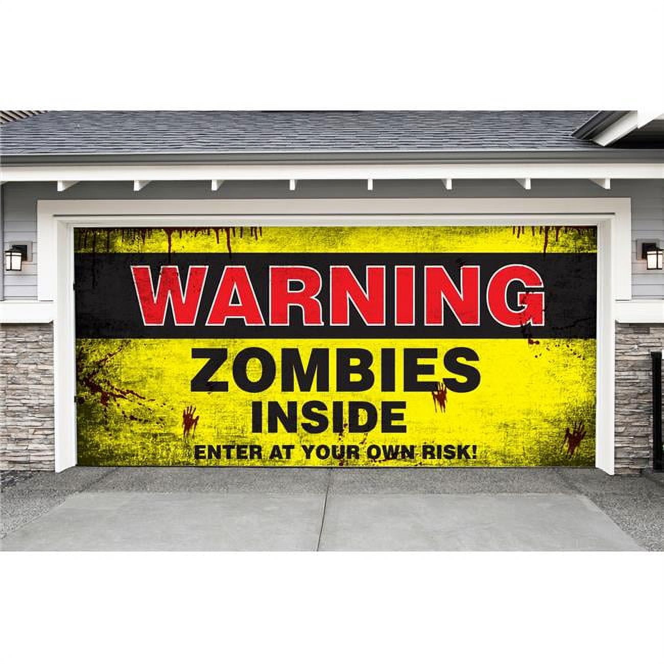 My Door Decor 7 x 16 ft. Zombies Inside Halloween Door Mural Sign Car ...