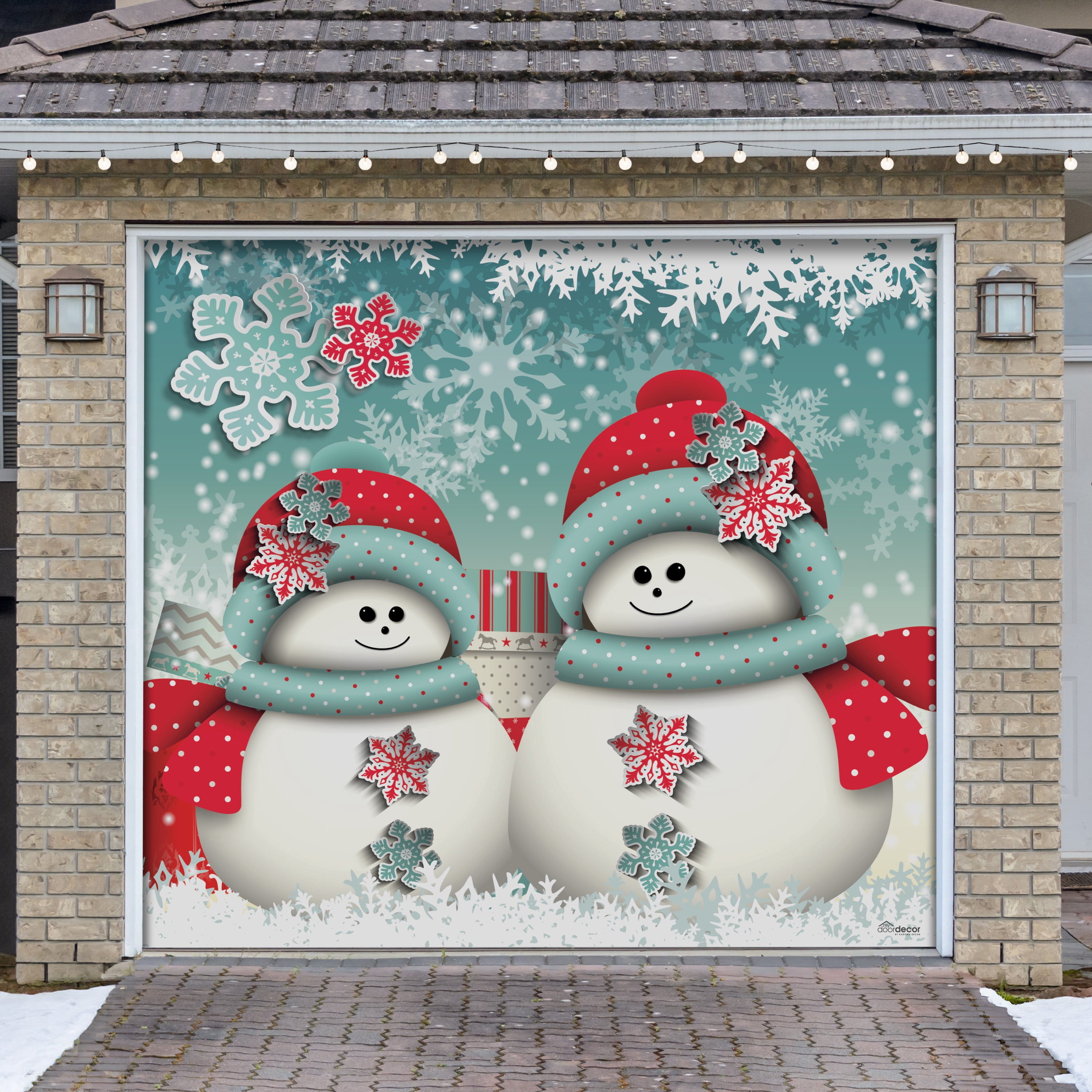 7' x 8' Joyful Snowman Christmas Single Garage Door Banner - Festive ...