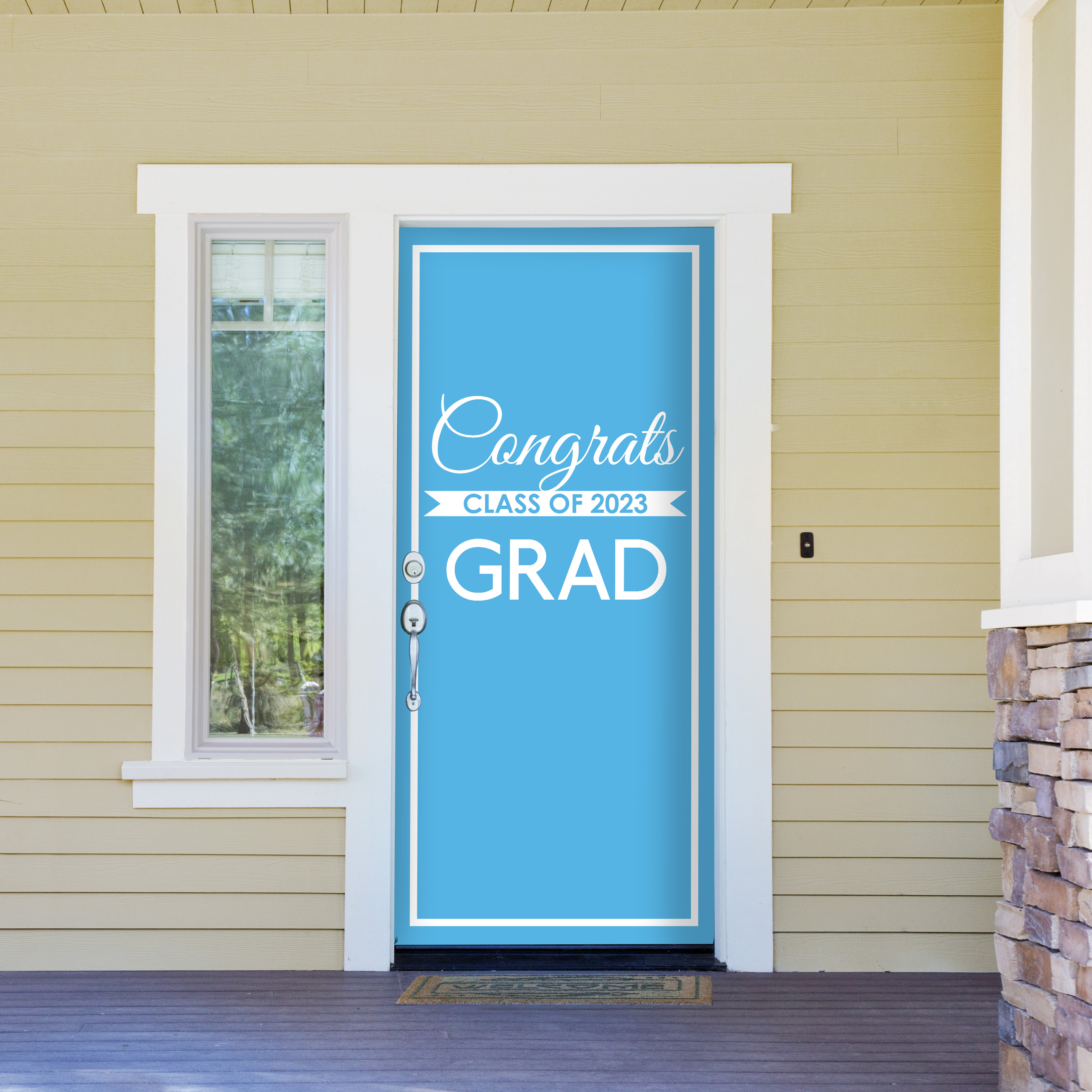 My Door Decor - Class Banner Light Blue - Outdoor Graduation 36" x 80 ...