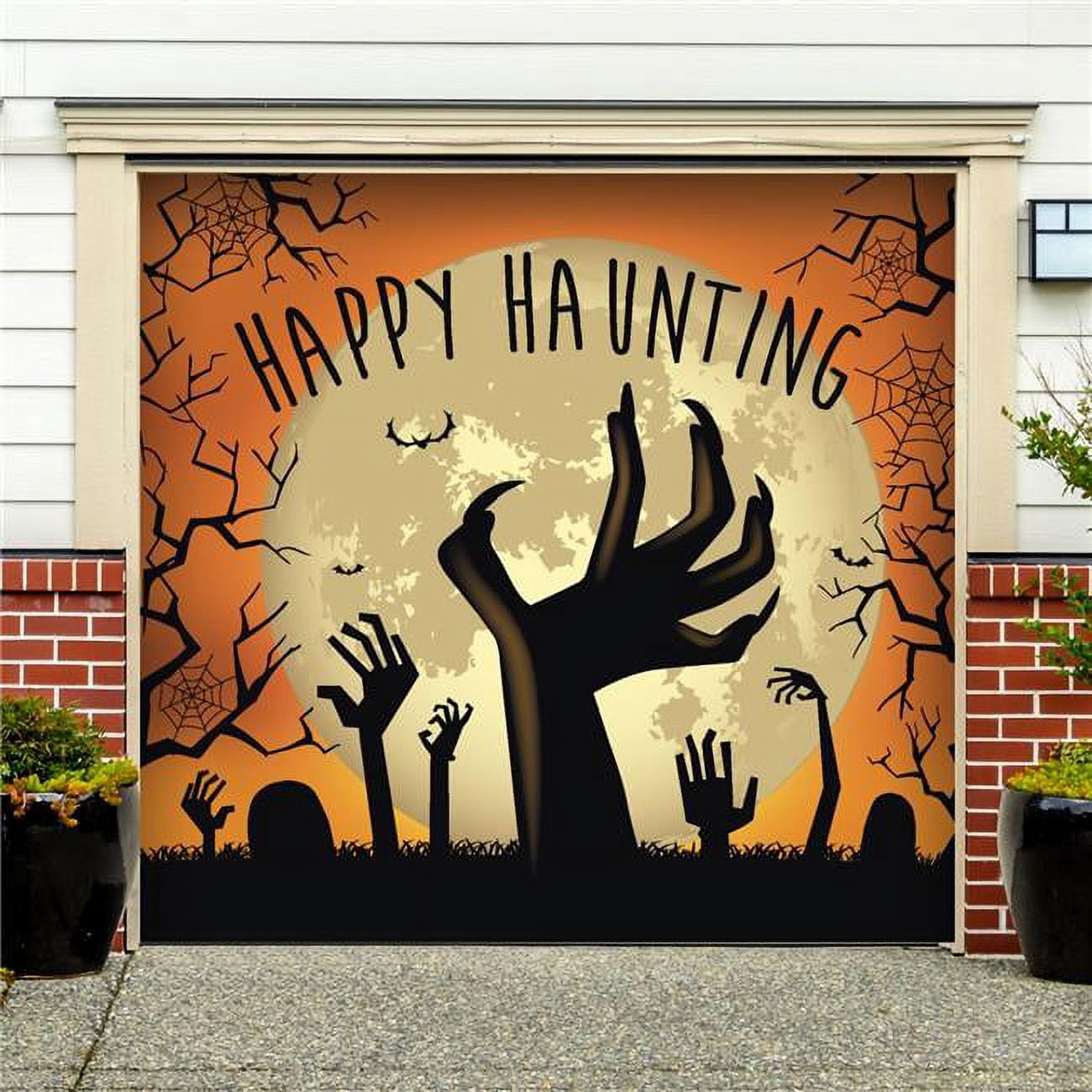 My Door Decor 285903HALL-007 7 x 8 ft. Happy Haunting Graveyard Zombie ...