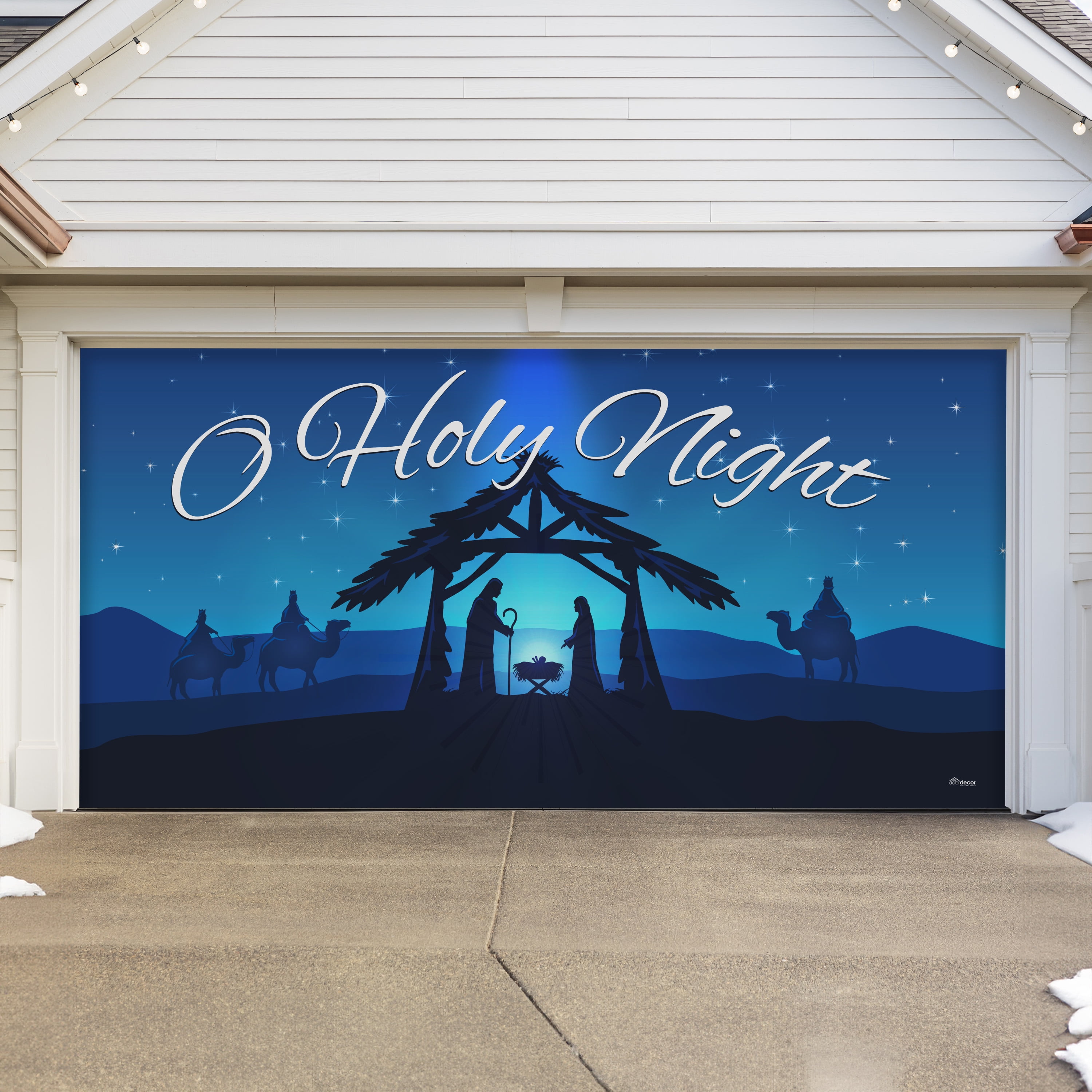 7' x 16' Peaceful O Holy Night Nativity Double Garage Door Banner ...