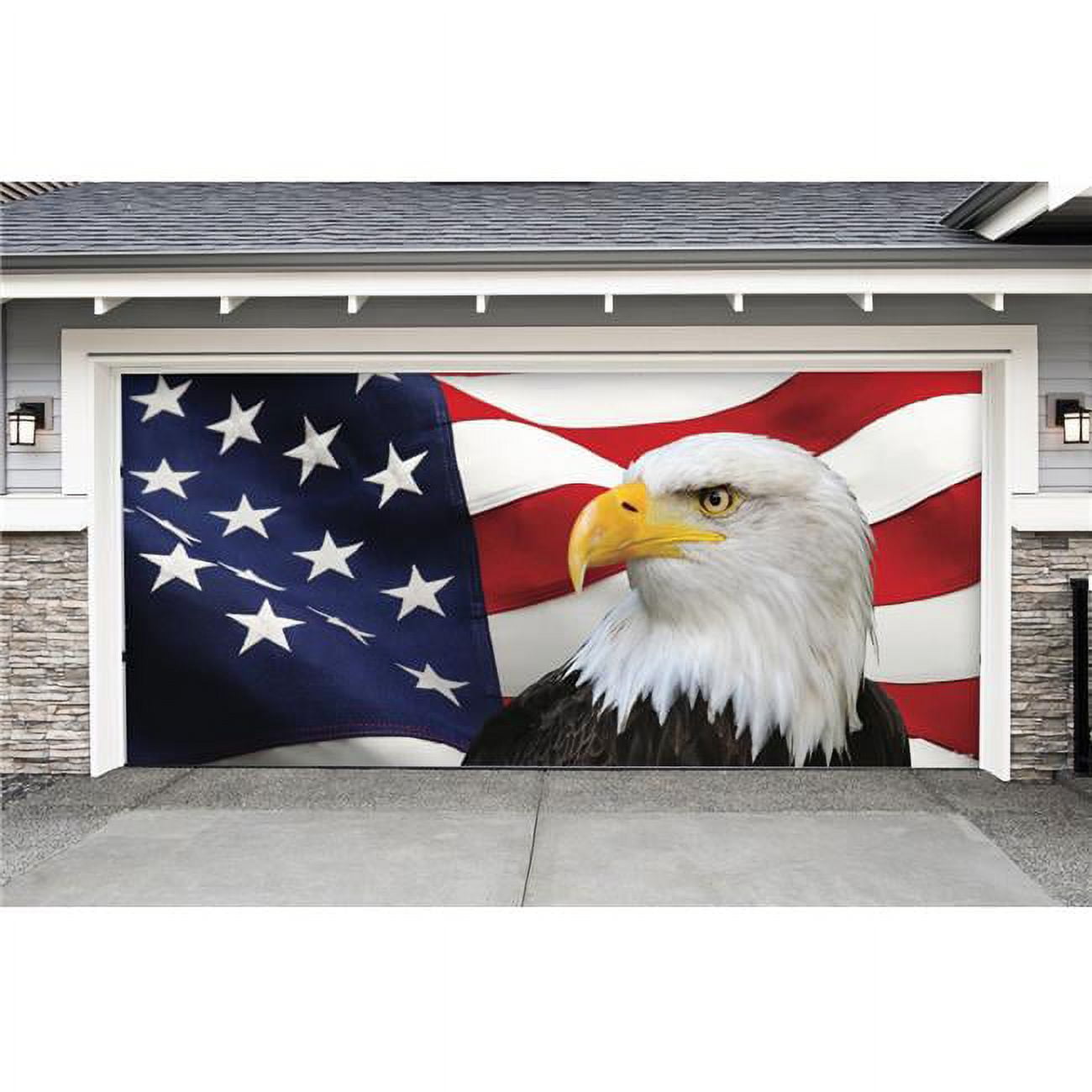 My Door Decor - USA Flag and Eagle - Patriotic 7 ft. x 16 ft. Garage ...