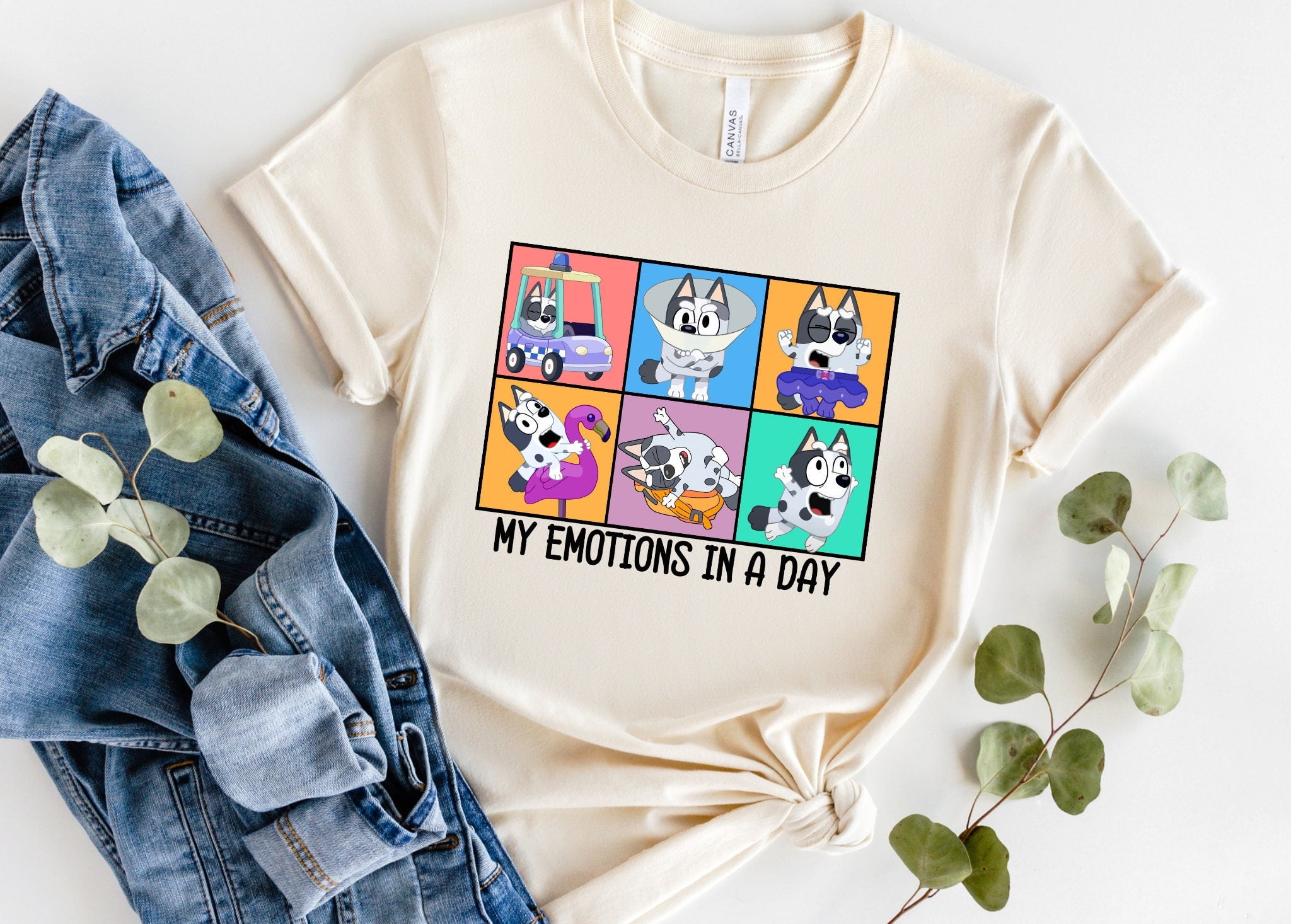 My Emotions In A Day Shirt, Family Matching Shirts, Cartoon Shirt, Blue ...