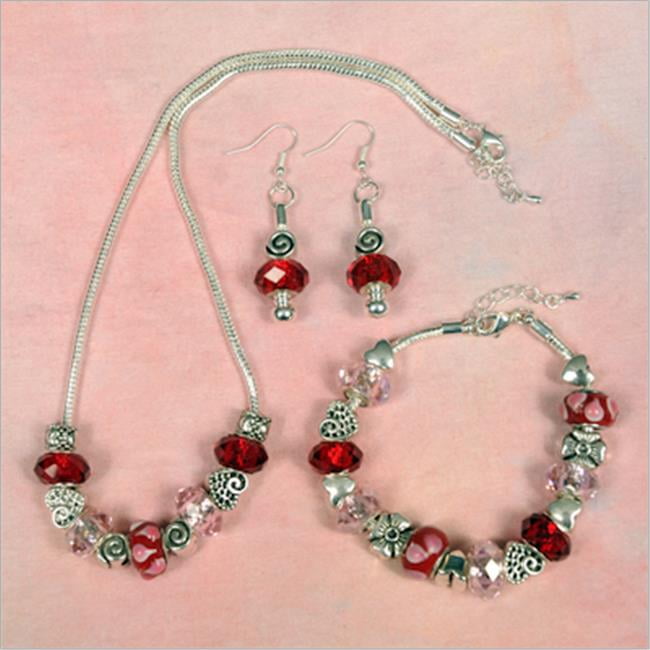 My Favorite Beads 143192PMM423 Valentines Day Wish Jewelry Set, 3 Piece ...
