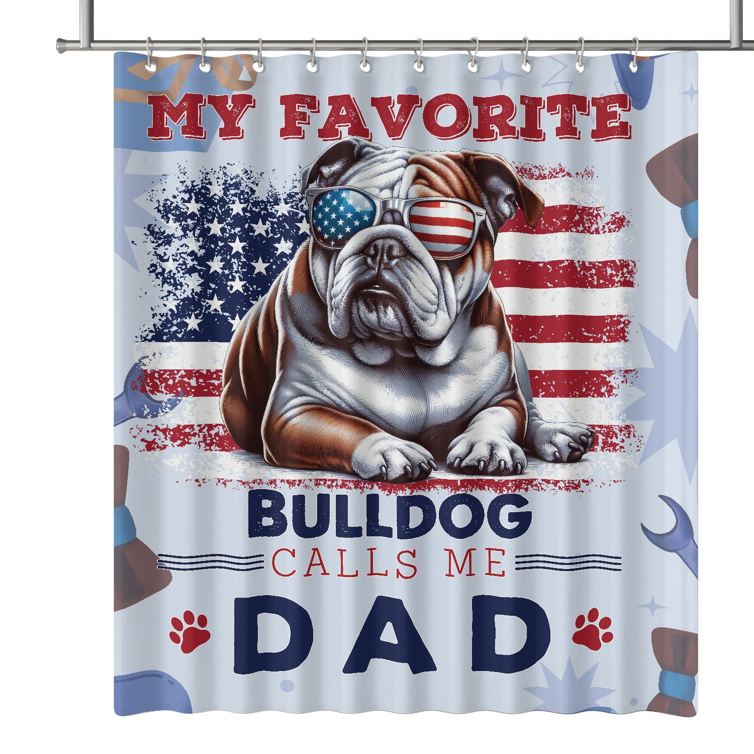 My Favorite Bulldog Calls Me Dad. Happy Father's Day Shower Curtain Dog ...