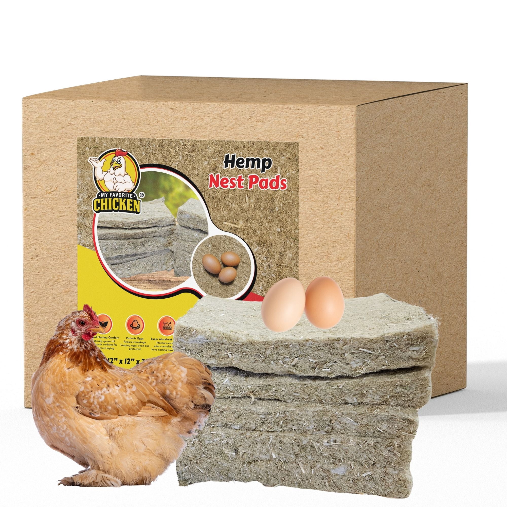 My Favorite Chicken Hemp Nesting Pads, 12x12 inches, 10 Pack, Super ...
