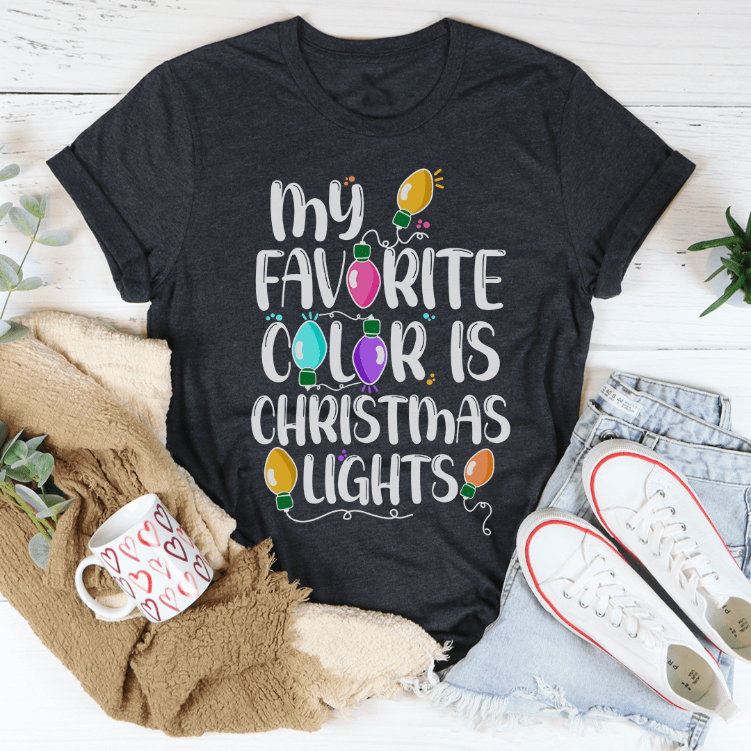 My Favorite Color Is Christmas Lights Tee Heather Prism Dusty Blue S ...