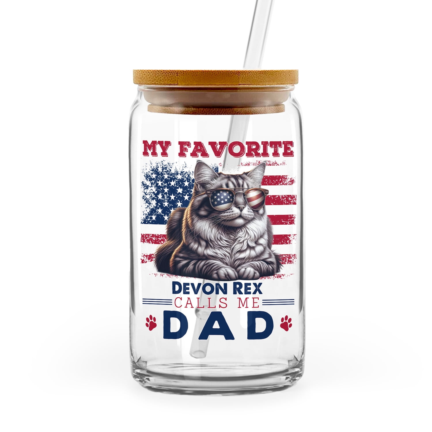 My Favorite Manx Calls Me Dad. Happy Father's Day 16oz Glass Cup Mug ...
