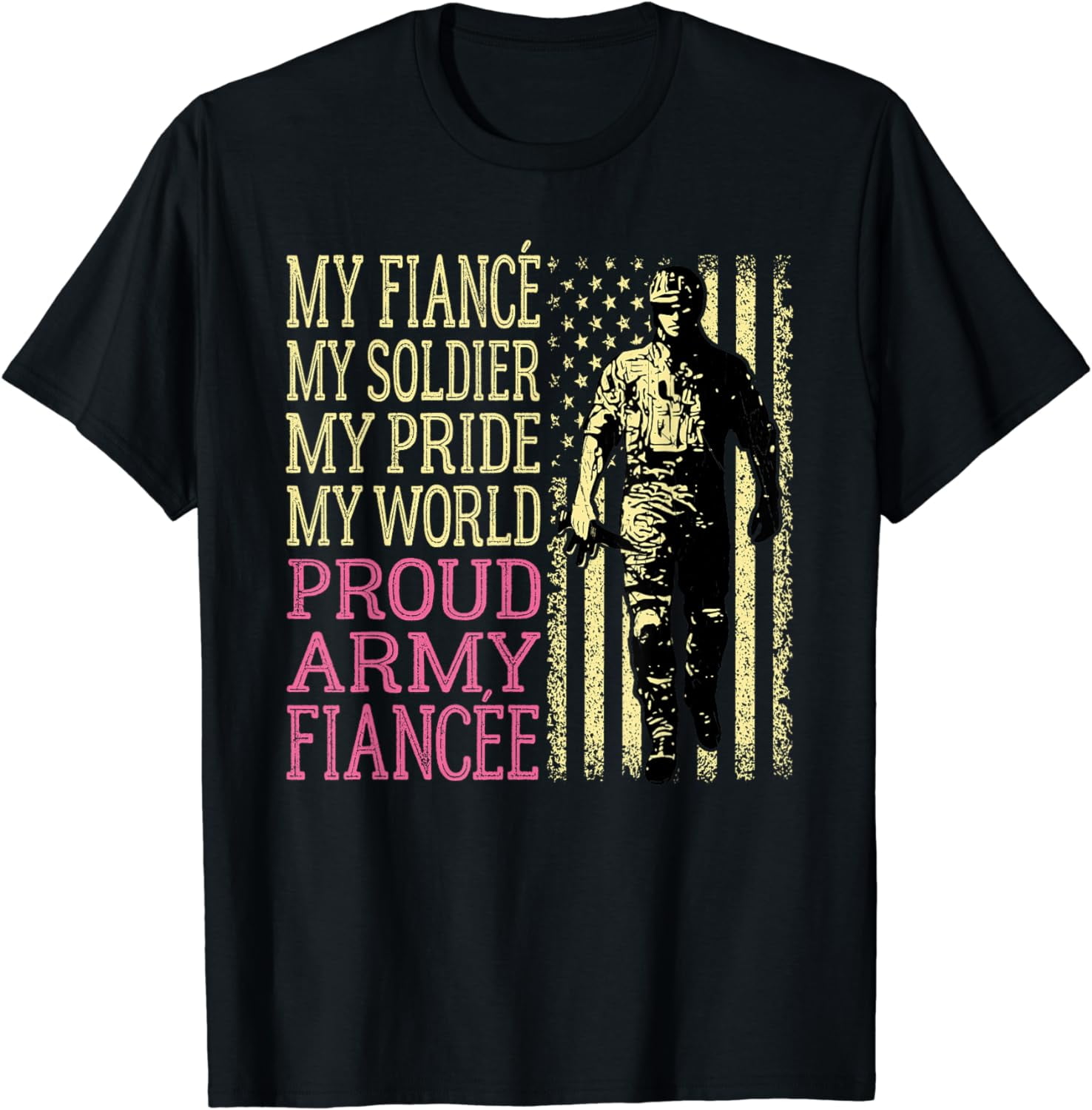 My Fiance My Soldier Hero Proud Army Fiancee Military Couple T-Shirt ...