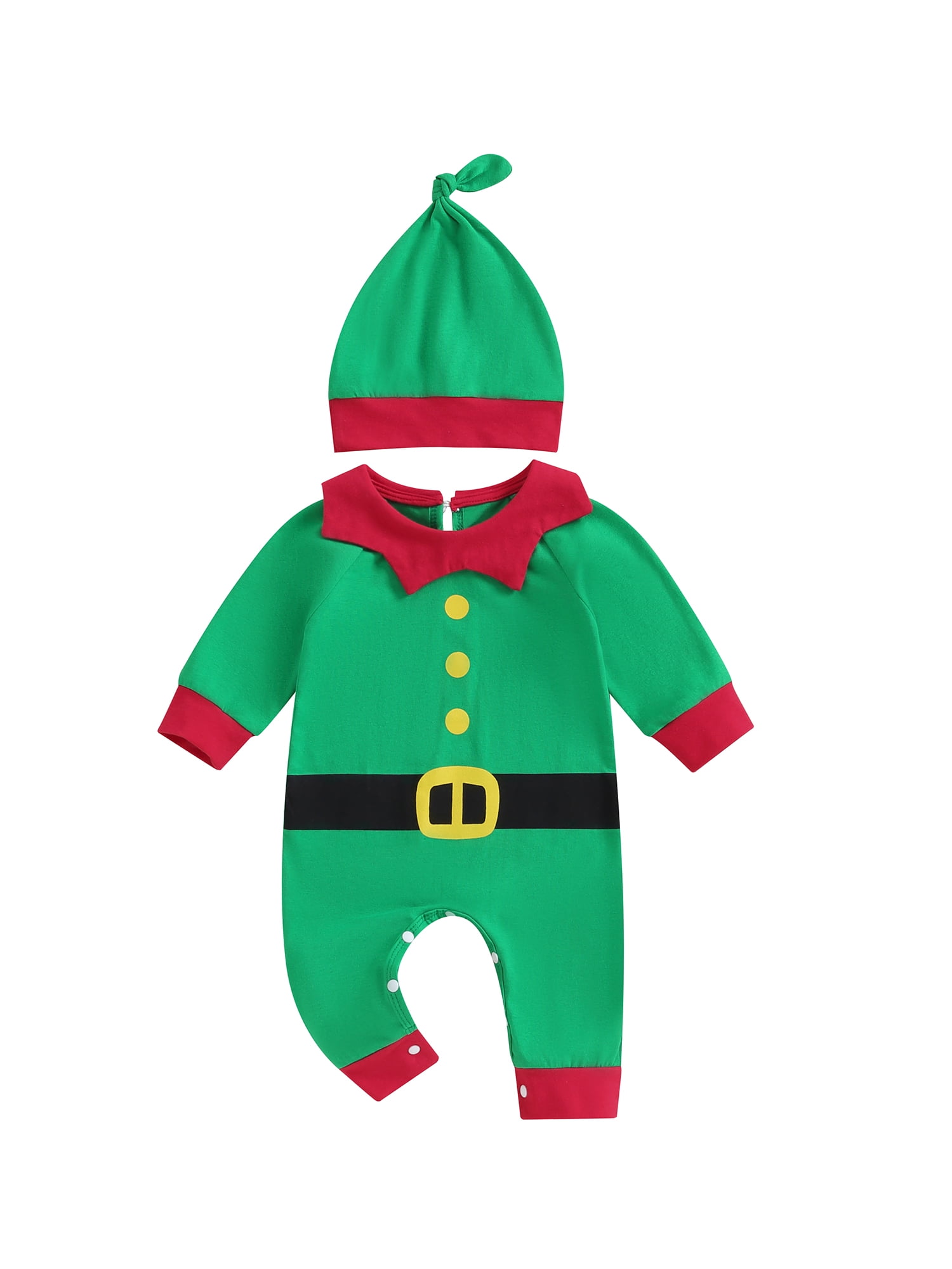 My First Christmas Baby Boy Girl Outfit Newborn Elf Santa Costume Long ...
