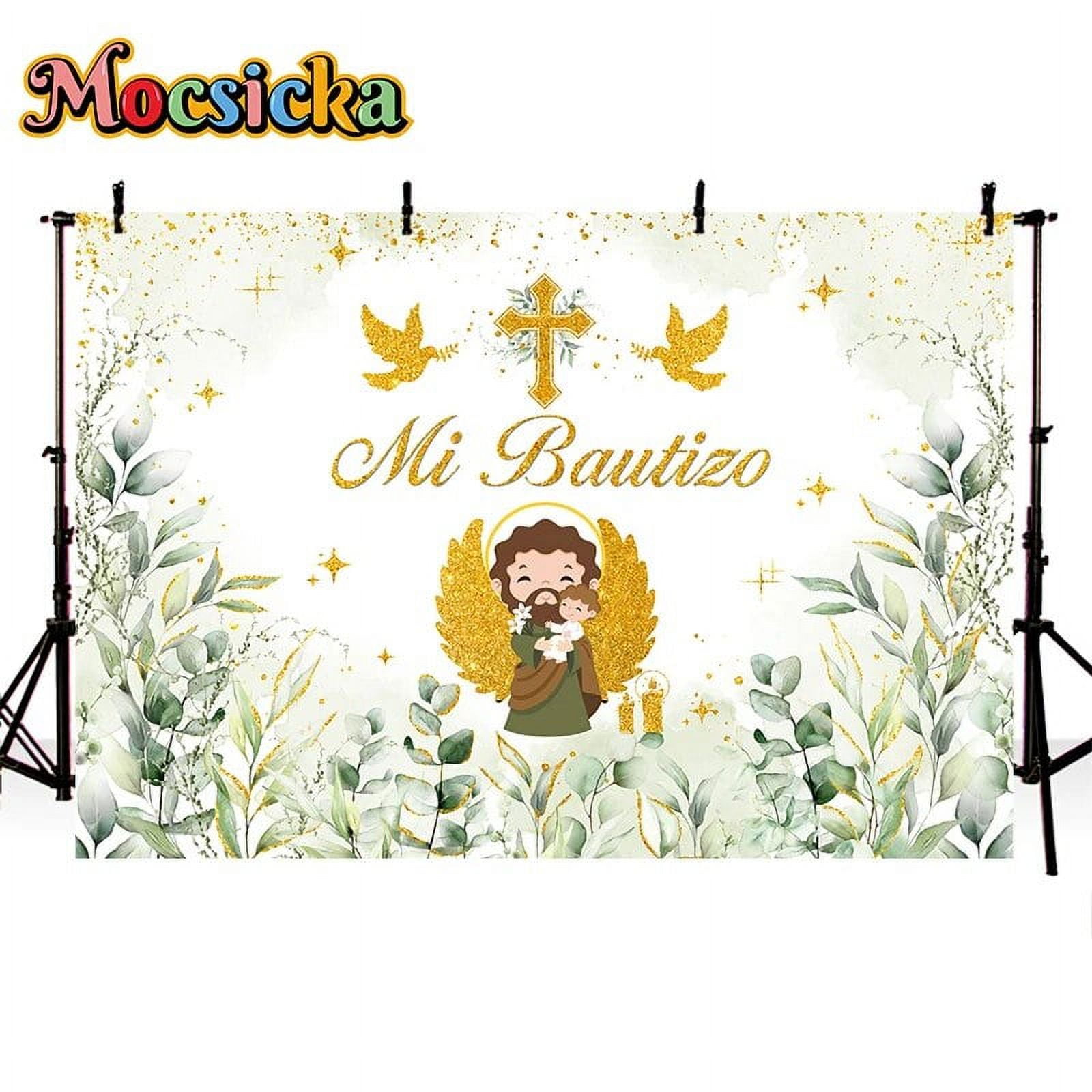 My First Communion Backdrop Girl Boy Baptism Birthday Party Gold Cross ...
