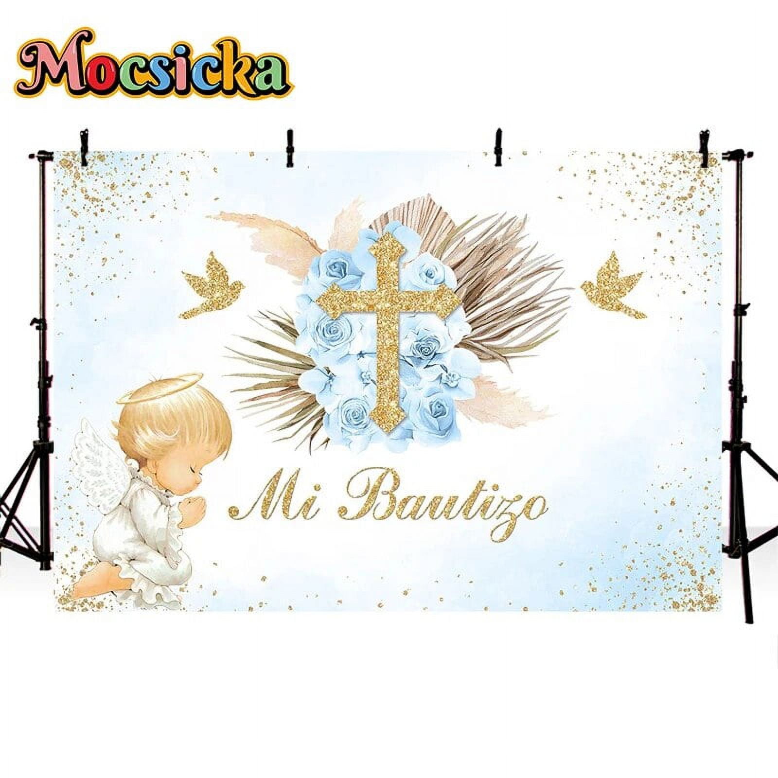 My First Communion Backdrop Girl Boy Baptism Birthday Party Gold Cross ...