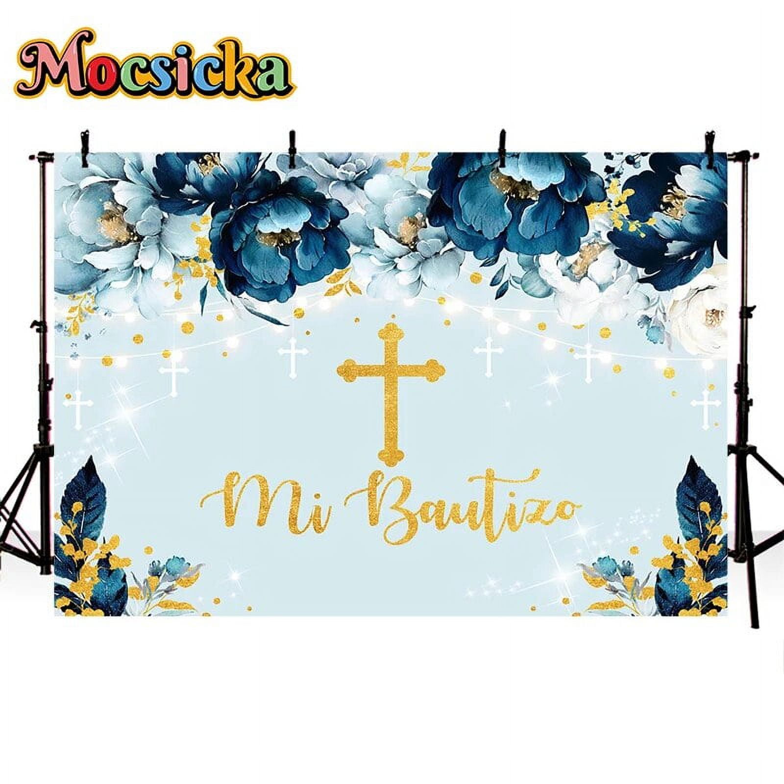 My First Communion Backdrop Girl Boy Baptism Birthday Party Gold Cross ...