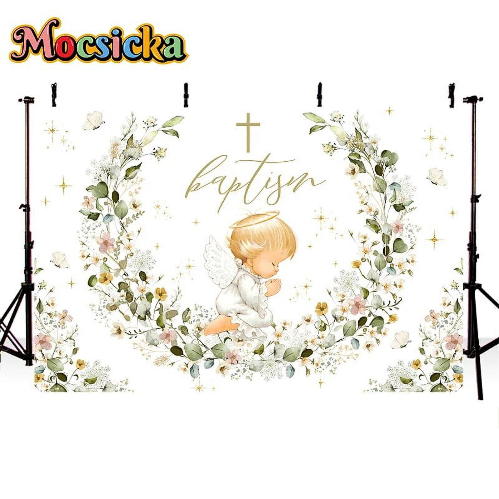 My First Communion Backdrop Girl Boy Baptism Birthday Party Gold Cross ...