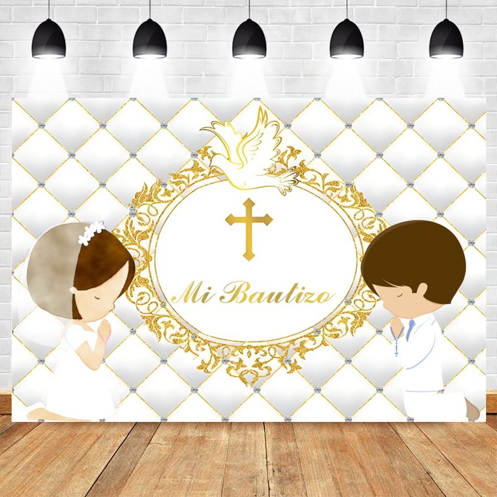 My First Communion Photography Backdrop Girl Boy Baptism Party Flowers ...