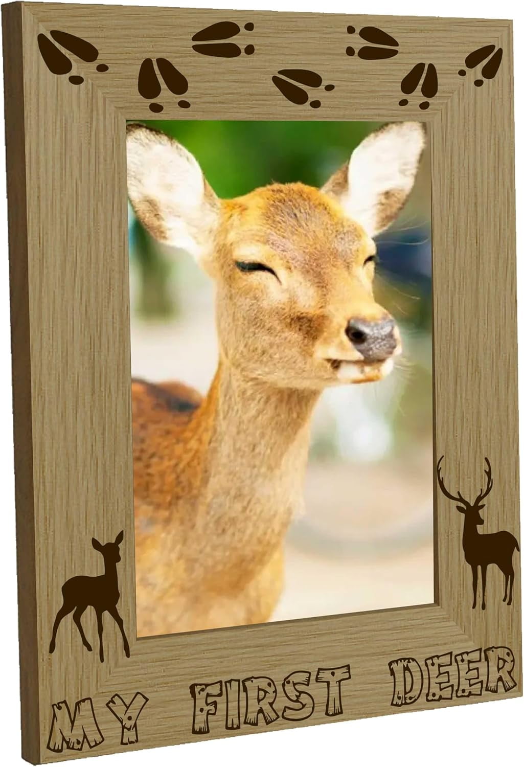 My First Deer Picture Frame Hunting Wood Photo Frames Engraved Display Paws Print Wooden ...