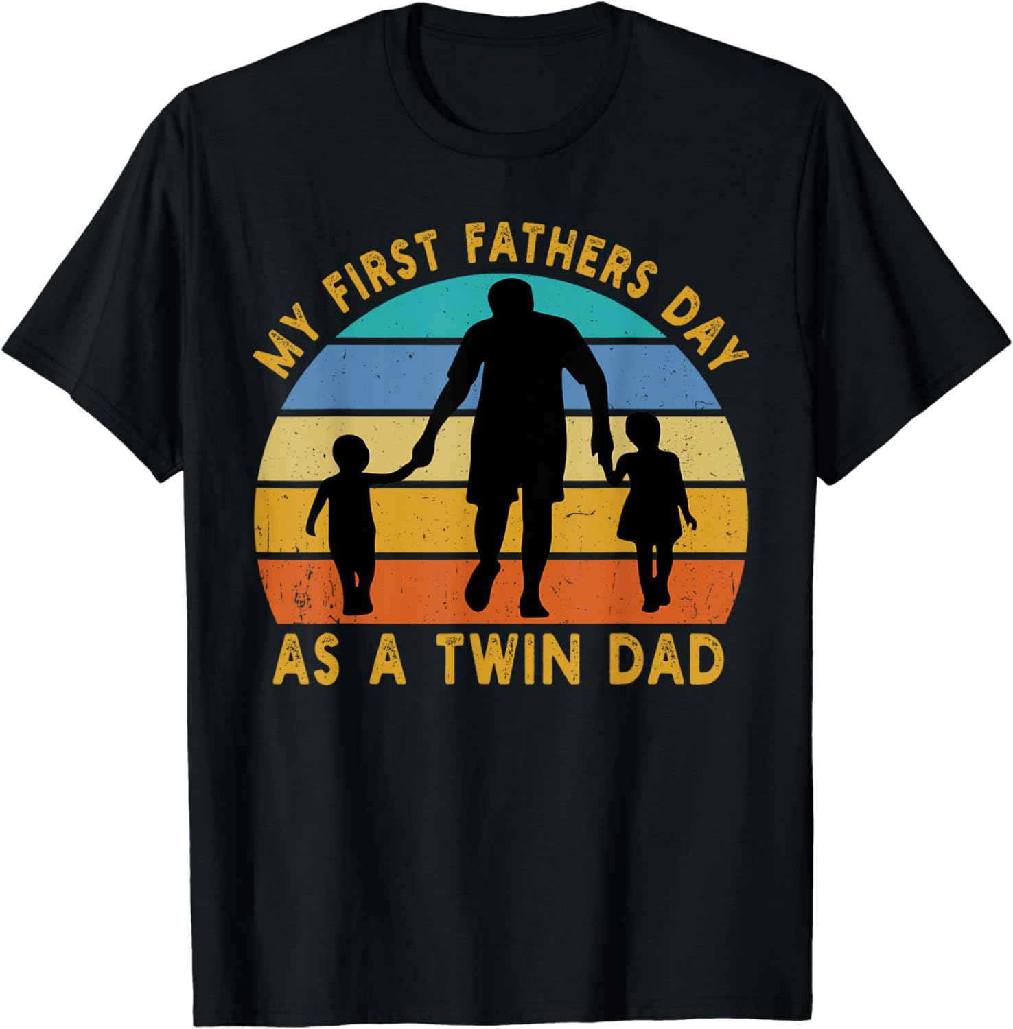 My First Father's Day As A Twin Dad Retro Funny Dad of Twins T-Shirt ...