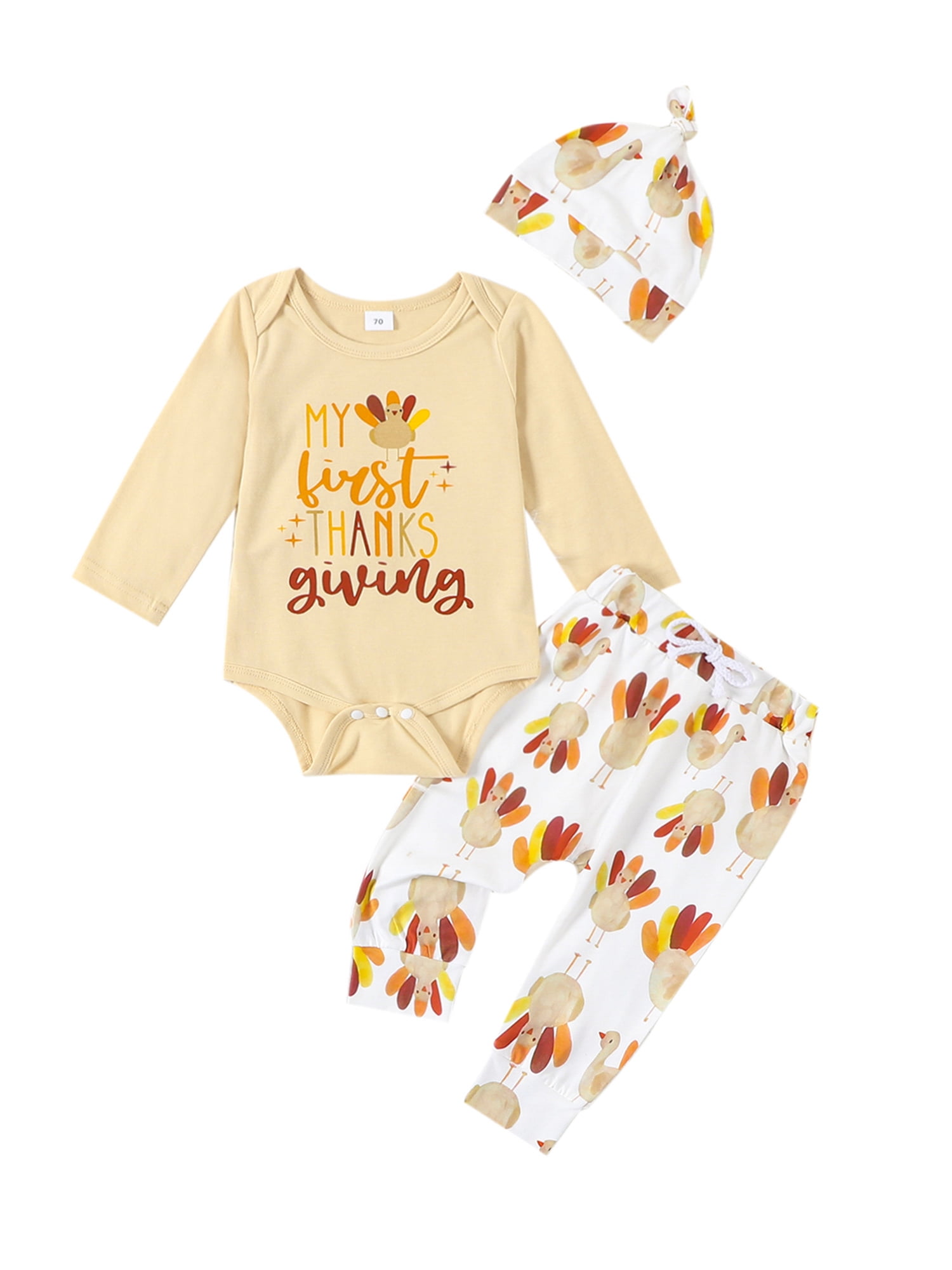 My First Halloween Baby Boy Outfit Newborn Pumpkin Print Long Sleeve Romper Onesie Pants Hat ...