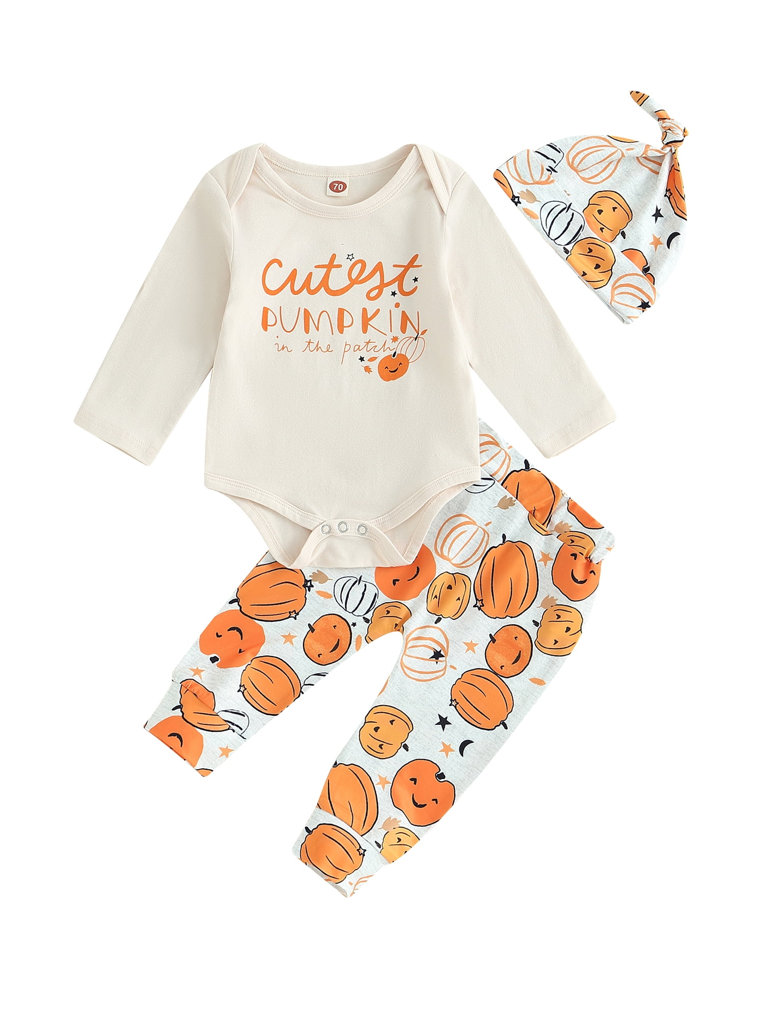 My First Halloween Baby Boy Outfits Pumpkin Romper Bodysuits Pants Hat Newborn Infant Fall ...