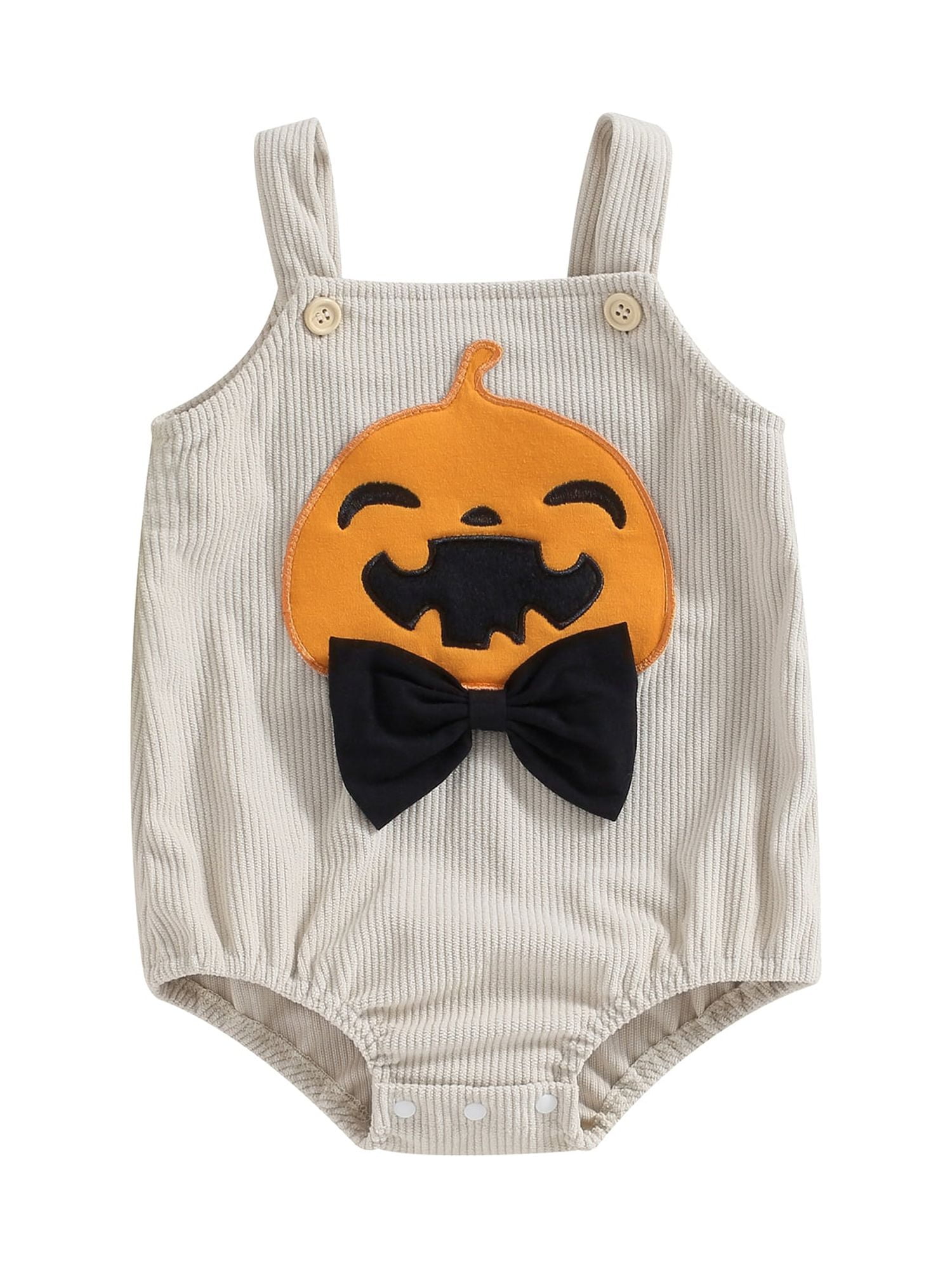 My First Halloween Baby Girl Boy Outfit Pumpkin Romper Corduroy Overalls Sleeveless Straps ...