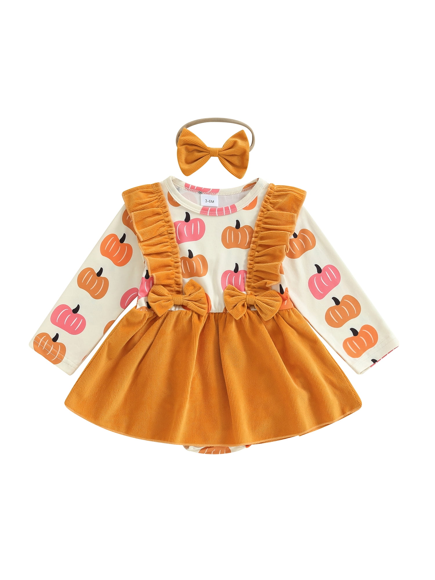 My First Halloween Baby Girl Outfit Pumpkin Romper Dress Flying Sleeve Skirt Bodysuit ...