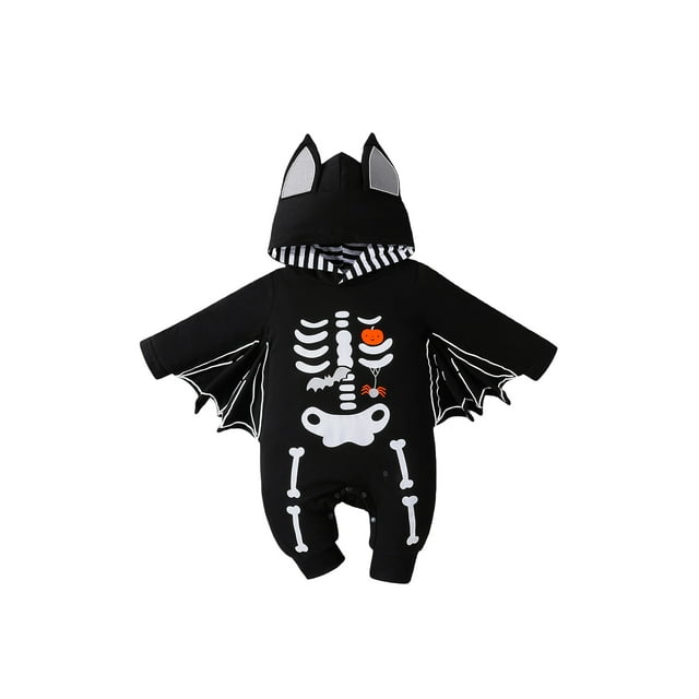 My First Halloween Cosplay Bat Costume Romper Newborn Baby Boy Outfit Clothes Skeleton Romper ...