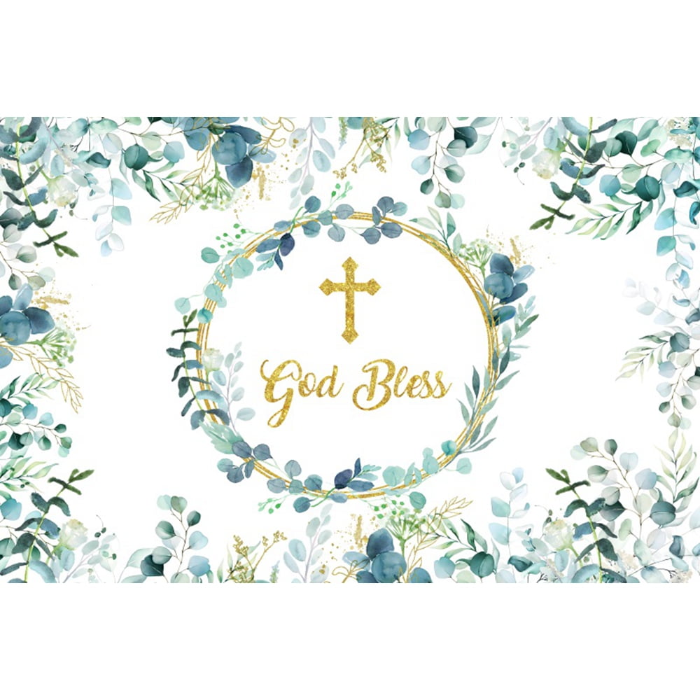 My First Holy Communion Backdrop Crucifix Gold Glitter Chalice Poster ...