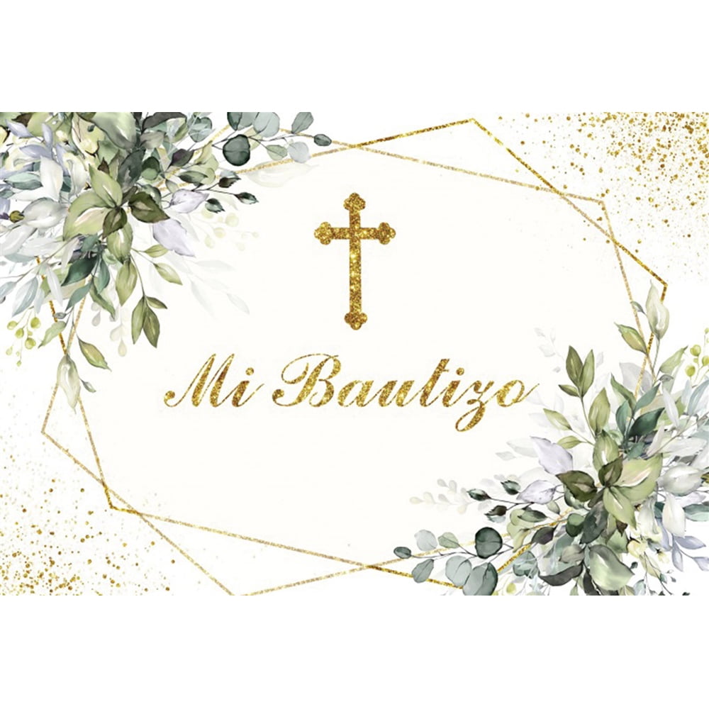 My First Holy Communion Backdrop Crucifix Gold Glitter Chalice Poster Newborn Baptism Photo ...