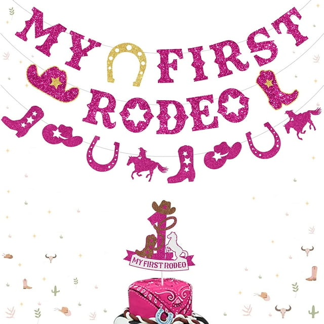 My First Rodeo Banner, Western Cowgirl Rodeo Theme Birthday Party ...