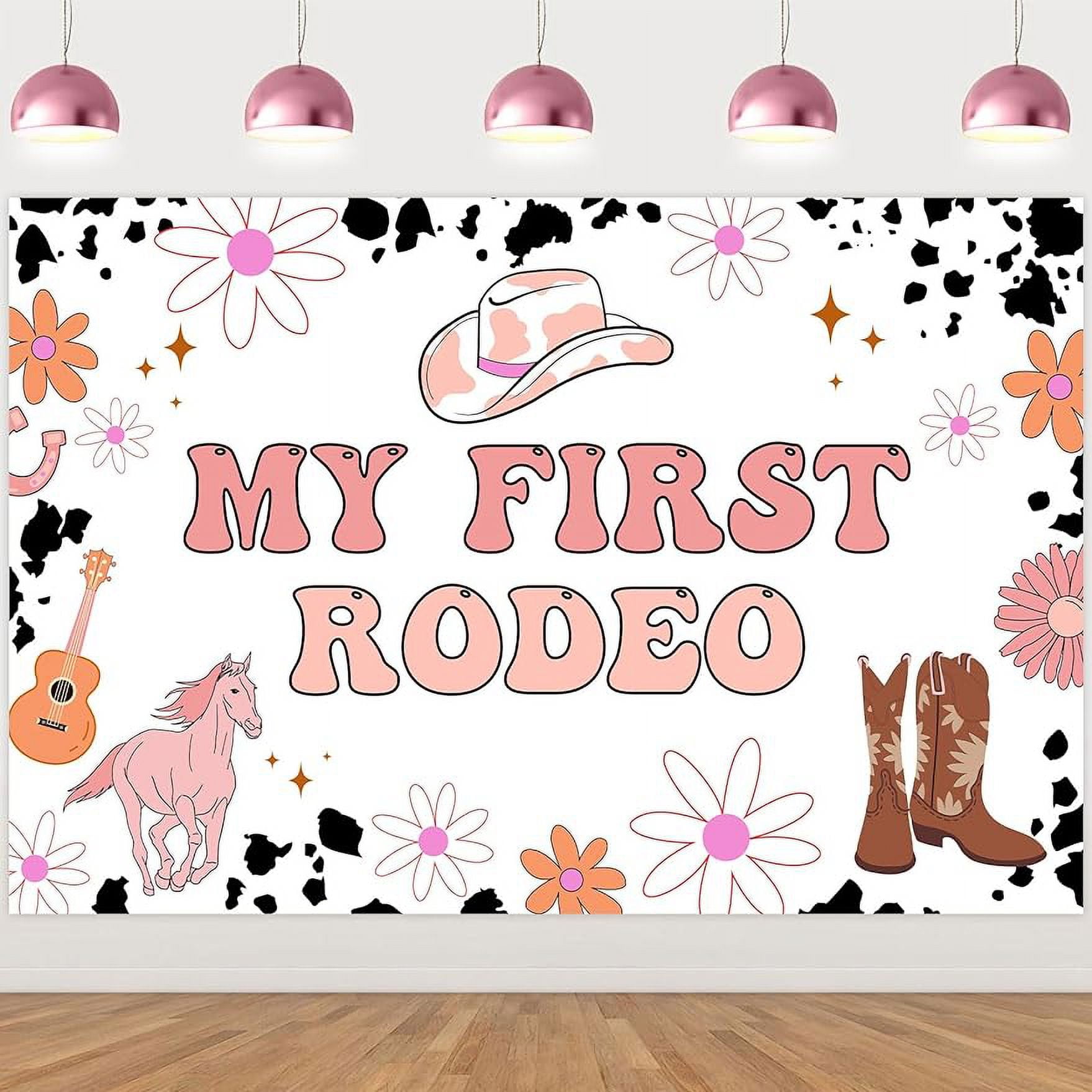 My First Rodeo Birthday Backdrop, Groovy Cowgirl First Birthday ...