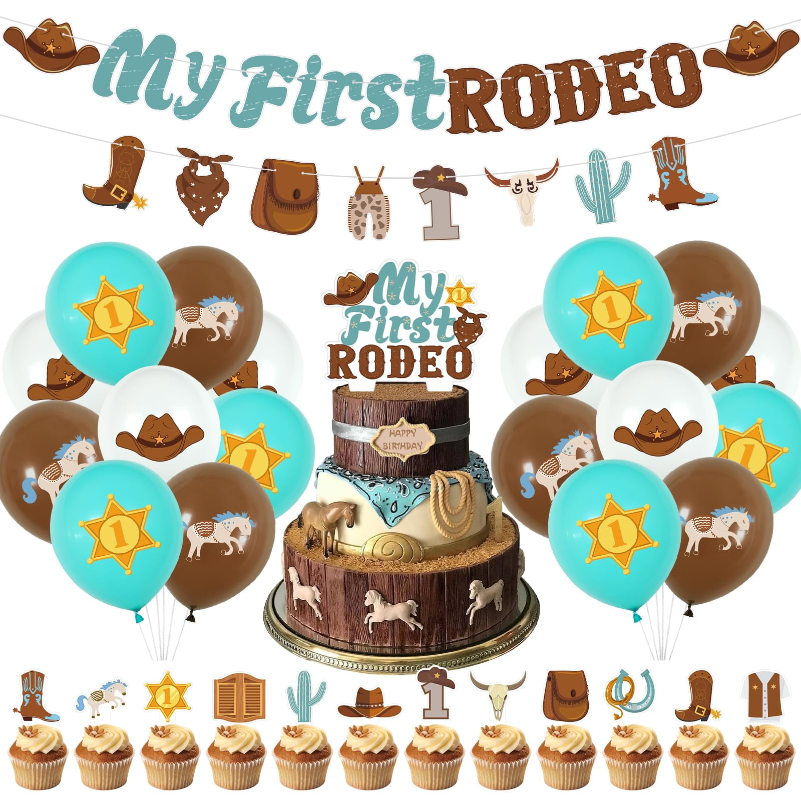 My First Rodeo Birthday Party Supplies Boy, Little Man’s Rodeo Party ...
